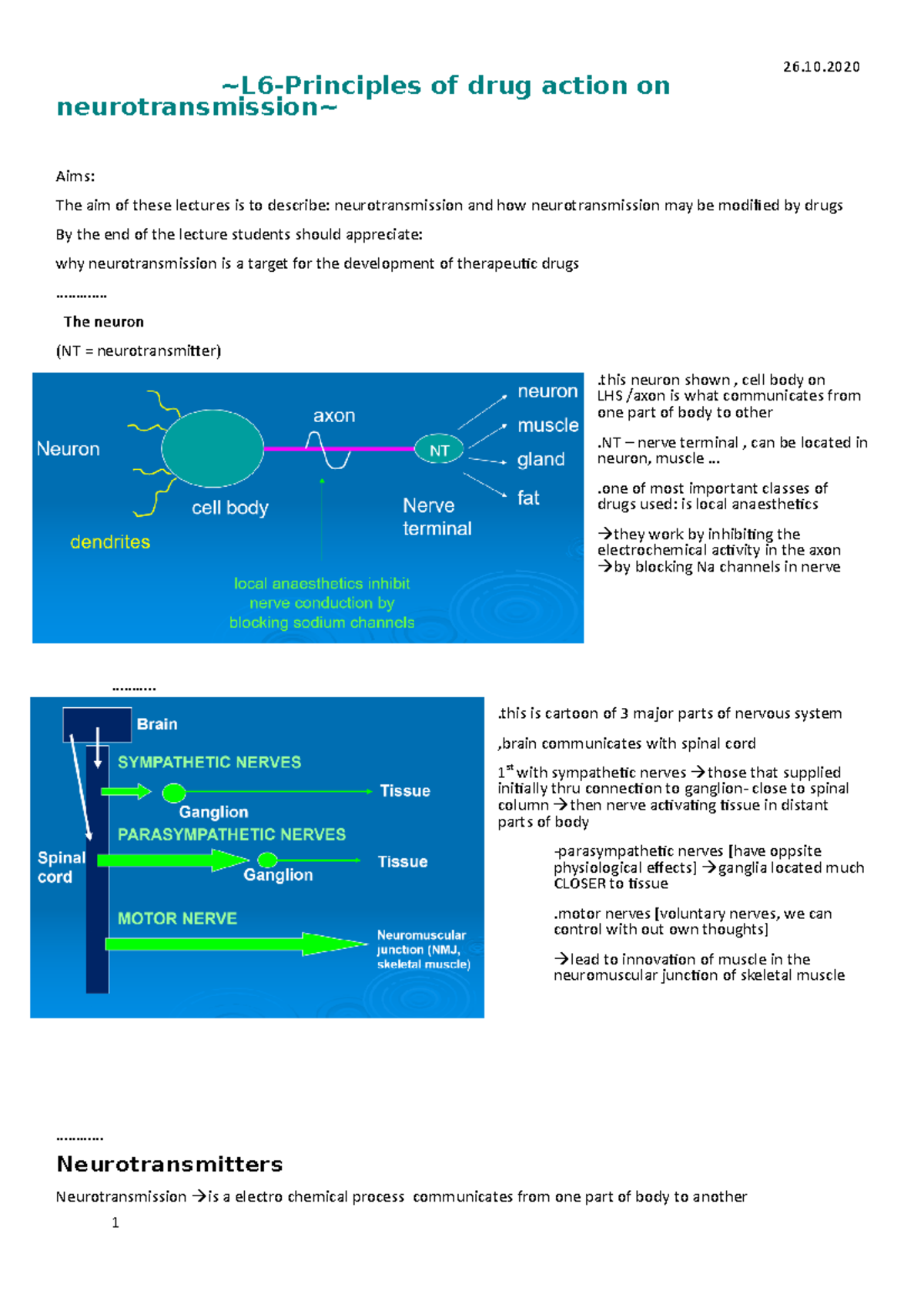 L6 part 1 Principles of drug action - ~L6-Principles of drug action on ...