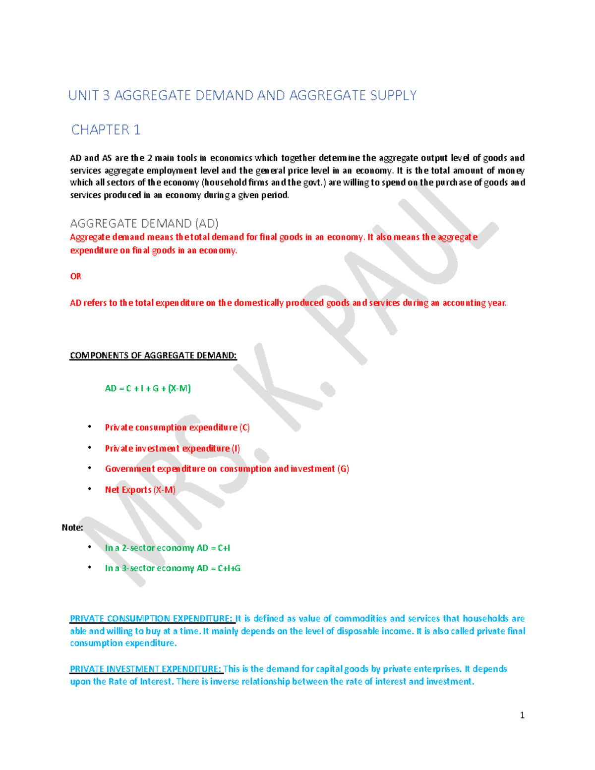 keynesian thoery - UNIT 3 AGGREGATE DEMAND AND AGGREGATE SUPPLY CHAPTER ...