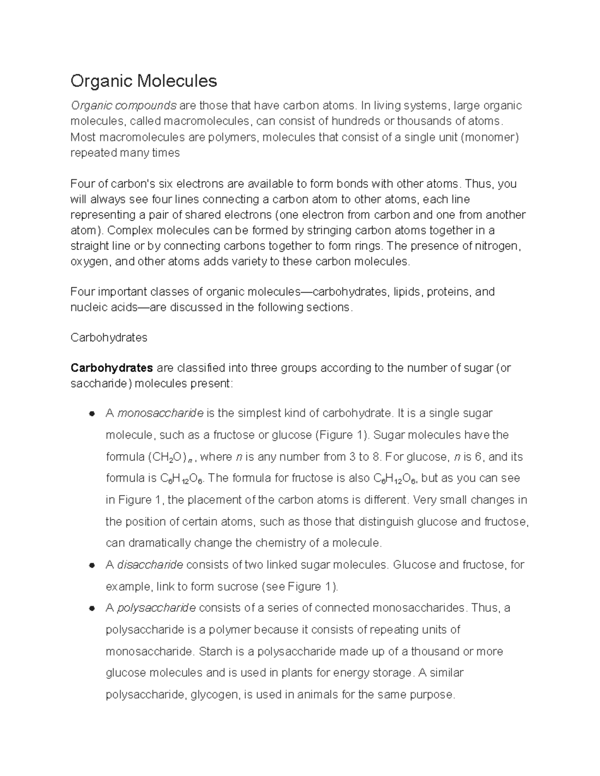 Organic Molecules - Organic Molecules Organic compounds are those that ...