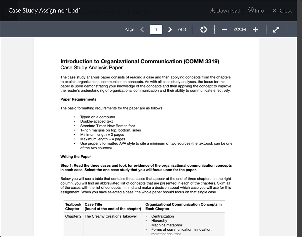 Case Study Analysis Paper #1 (due 3:10) - COMM 33... Assignments Case Stud... Immersive Reader ...