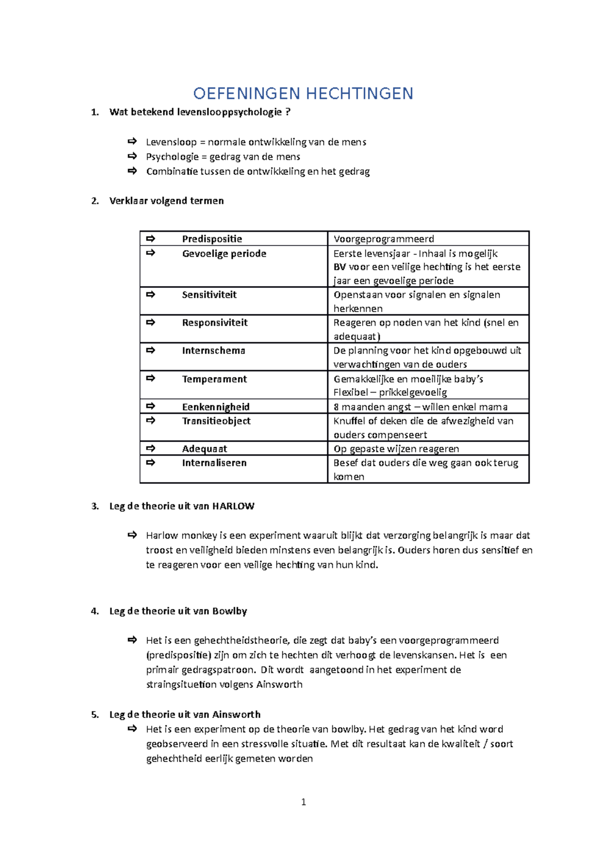 Oefeningen Hechtingen - OEFENINGEN HECHTINGEN 1. Wat betekend ...