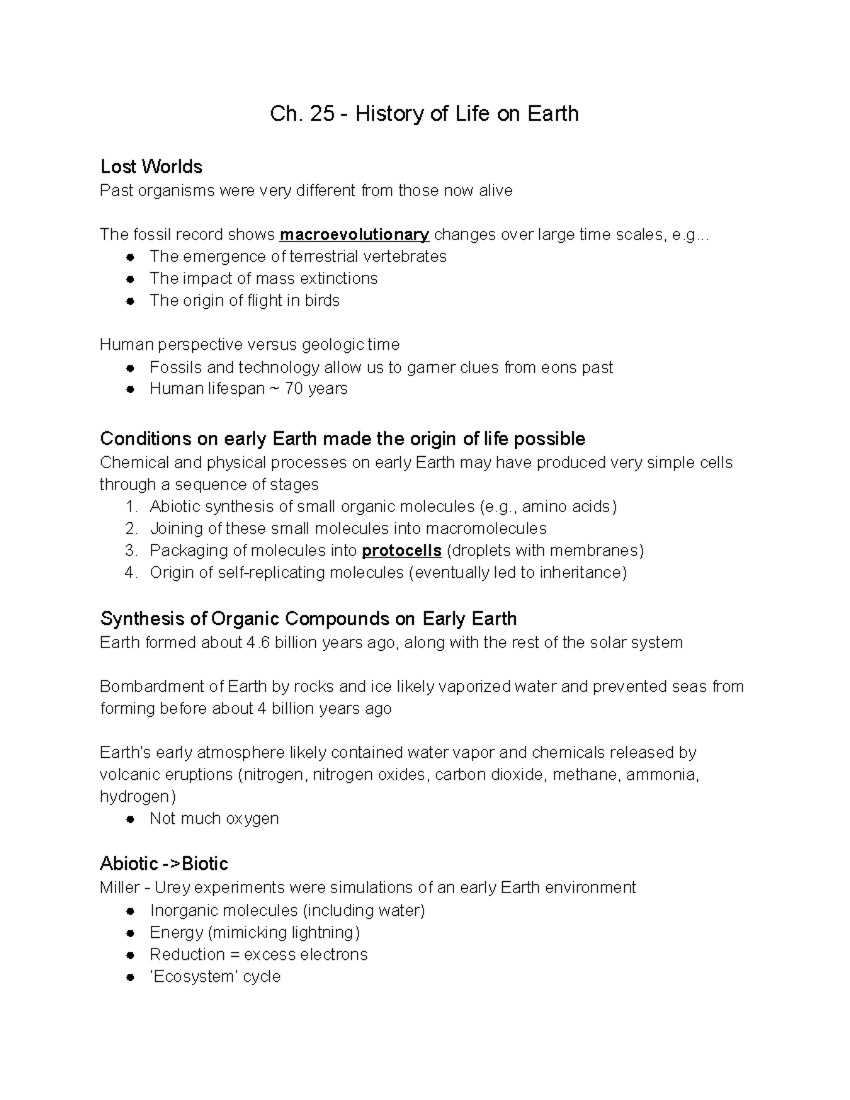 Ch. 25 - History of Life on Earth - Ch. 25 - History of Life on Earth ...