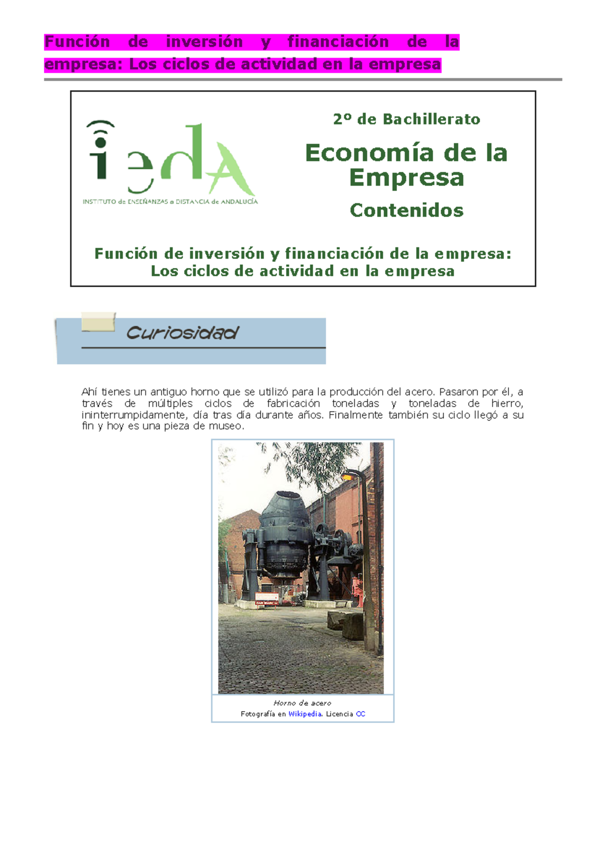 Los ciclos de actividad en la empresa - Pasaron por él, a través de ...