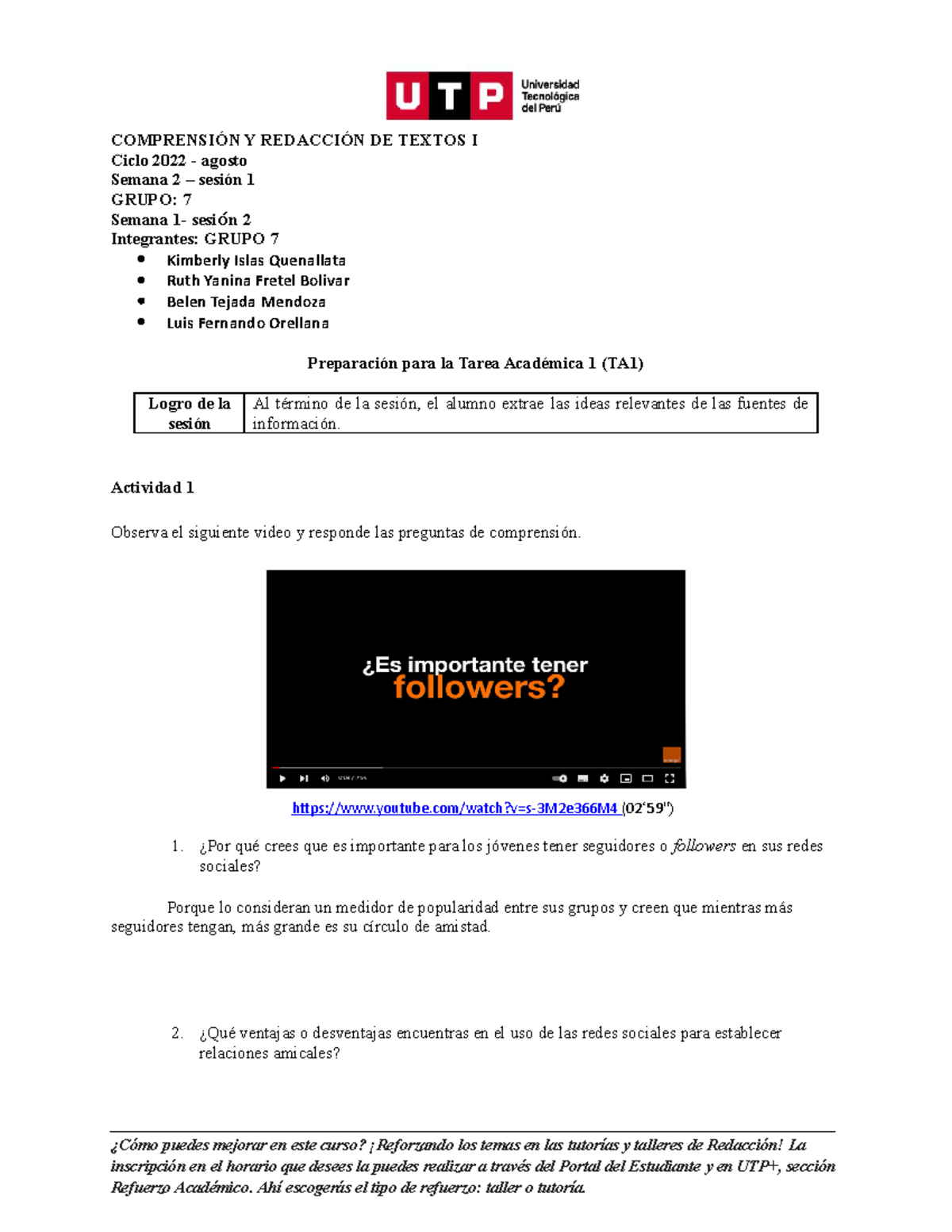 S02.s1-Preparación para la TA1 (material) 2022 agosto - COMPRENSIÓN Y REDACCIÓN DE TEXTOS I ...