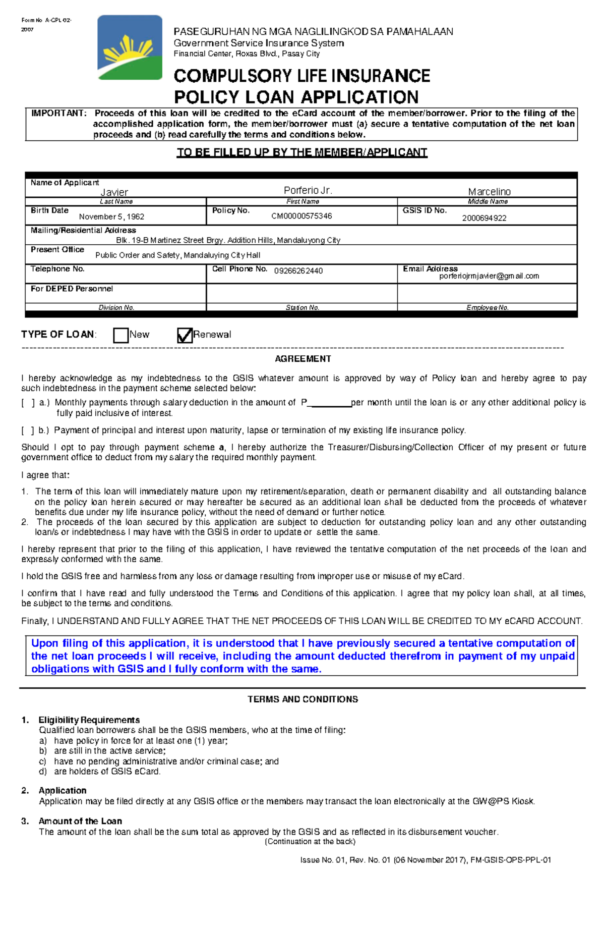 2017 1102- Forms-Policy Loan Compulsory filled - Form No. A-CPL-02 ...