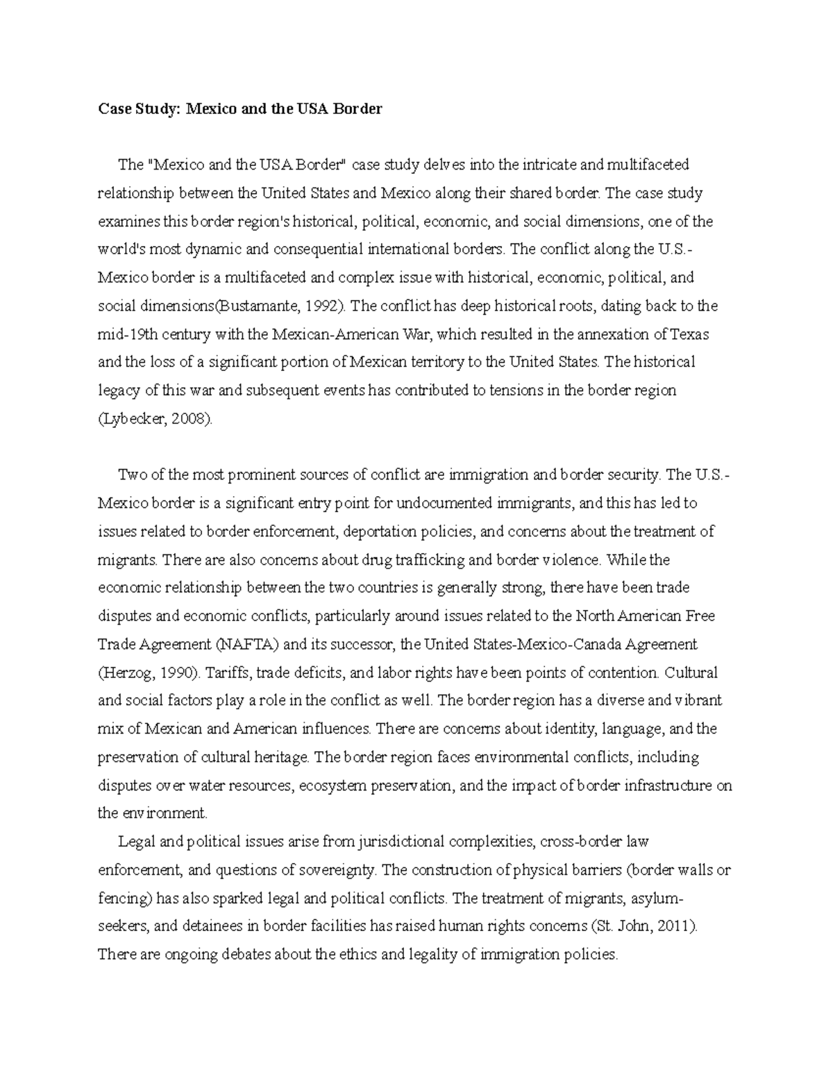 Case Study- Mexico and the USA Border - The case study examines this ...