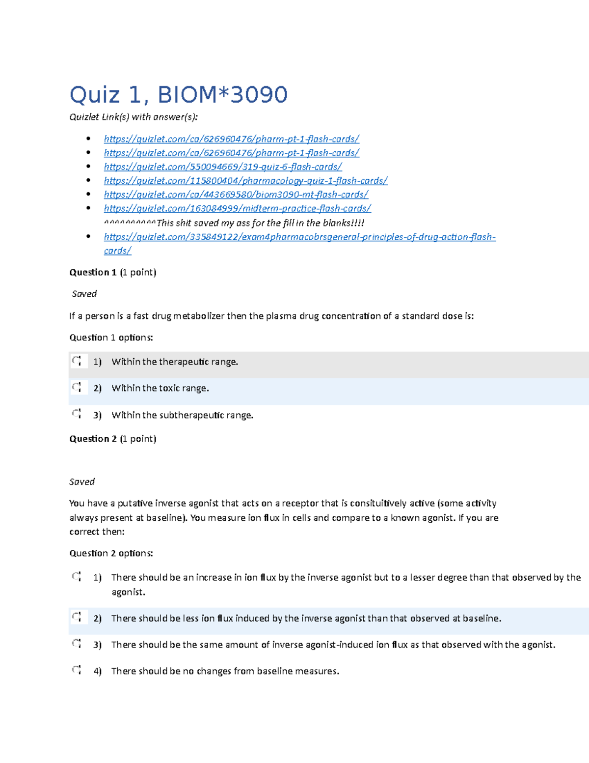 Biom 15percent quiz - the big quiz for biom 3090 online DE - Quiz 1, BIOM* Quizlet Link(s) with ...