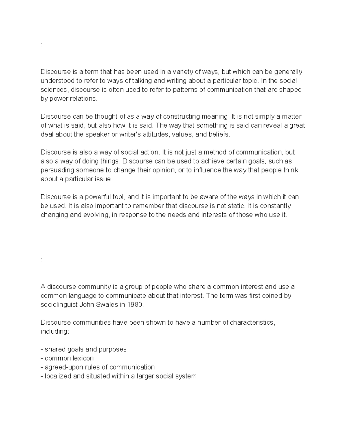 SPHSC303 course outline - : Discourse is a term that has been used in a ...