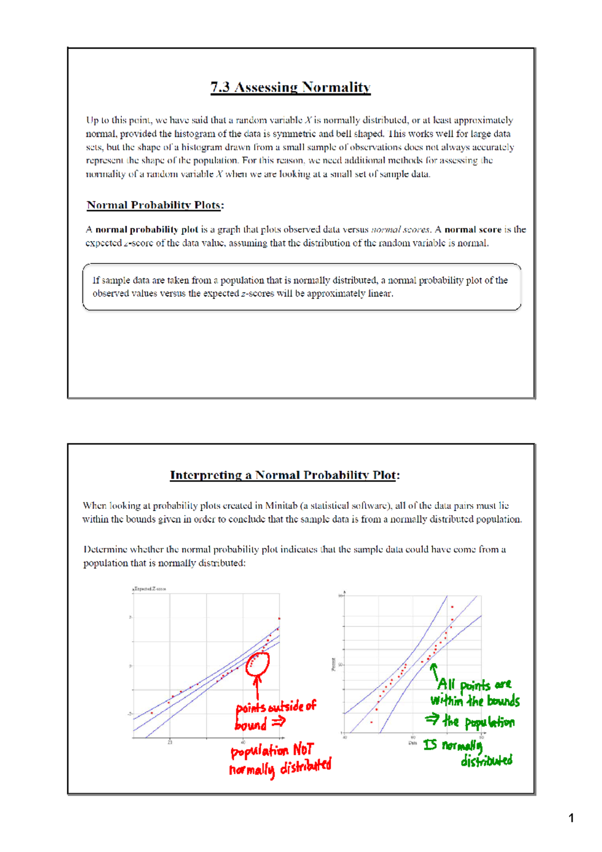 7.3 notes - This unit 7 section 3 of Basic Statistics which goes over ...
