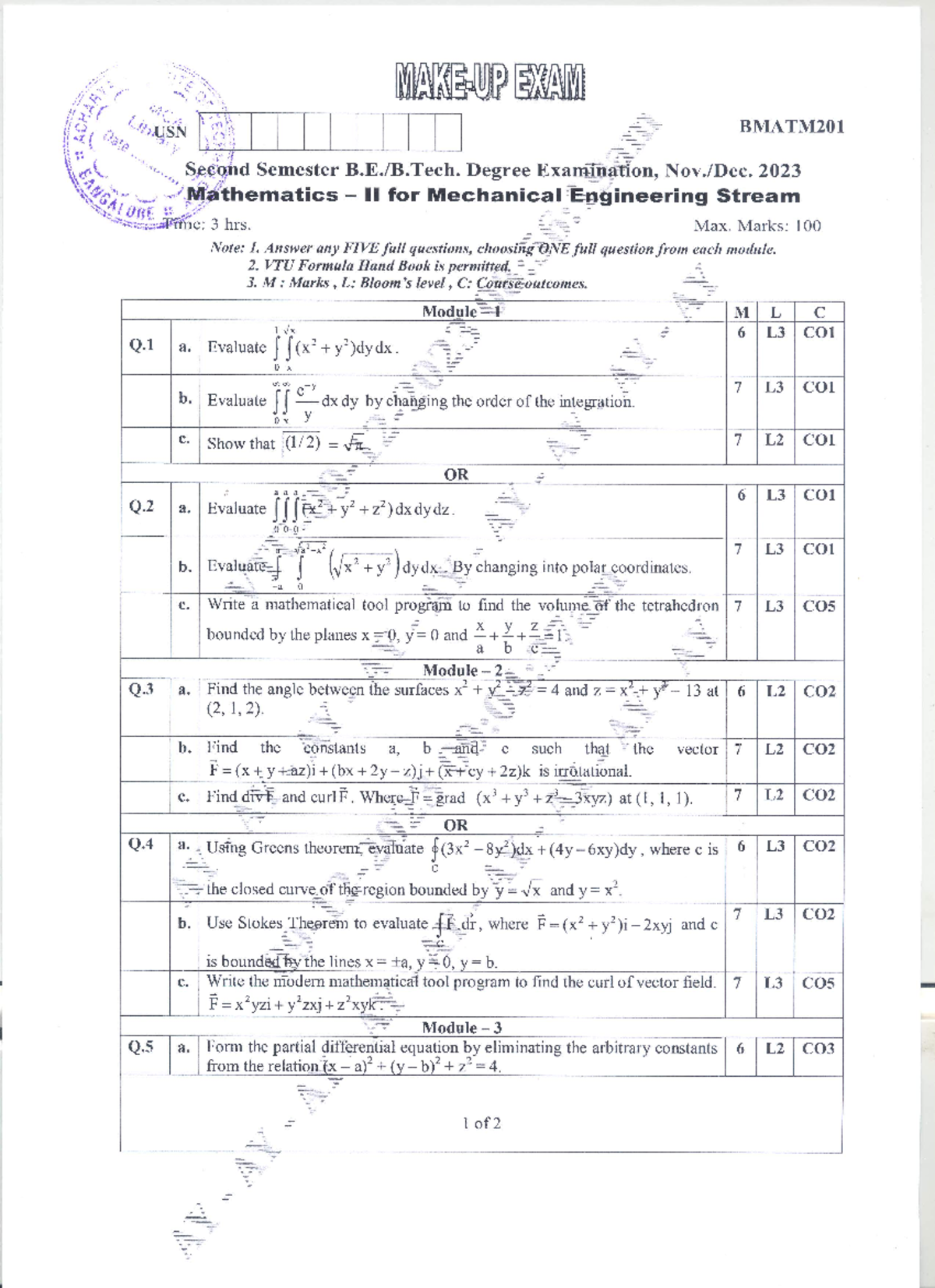 BMATM201 - maths qes paper - EXAM SECURITY Linish MC L BMATM201 Date ...