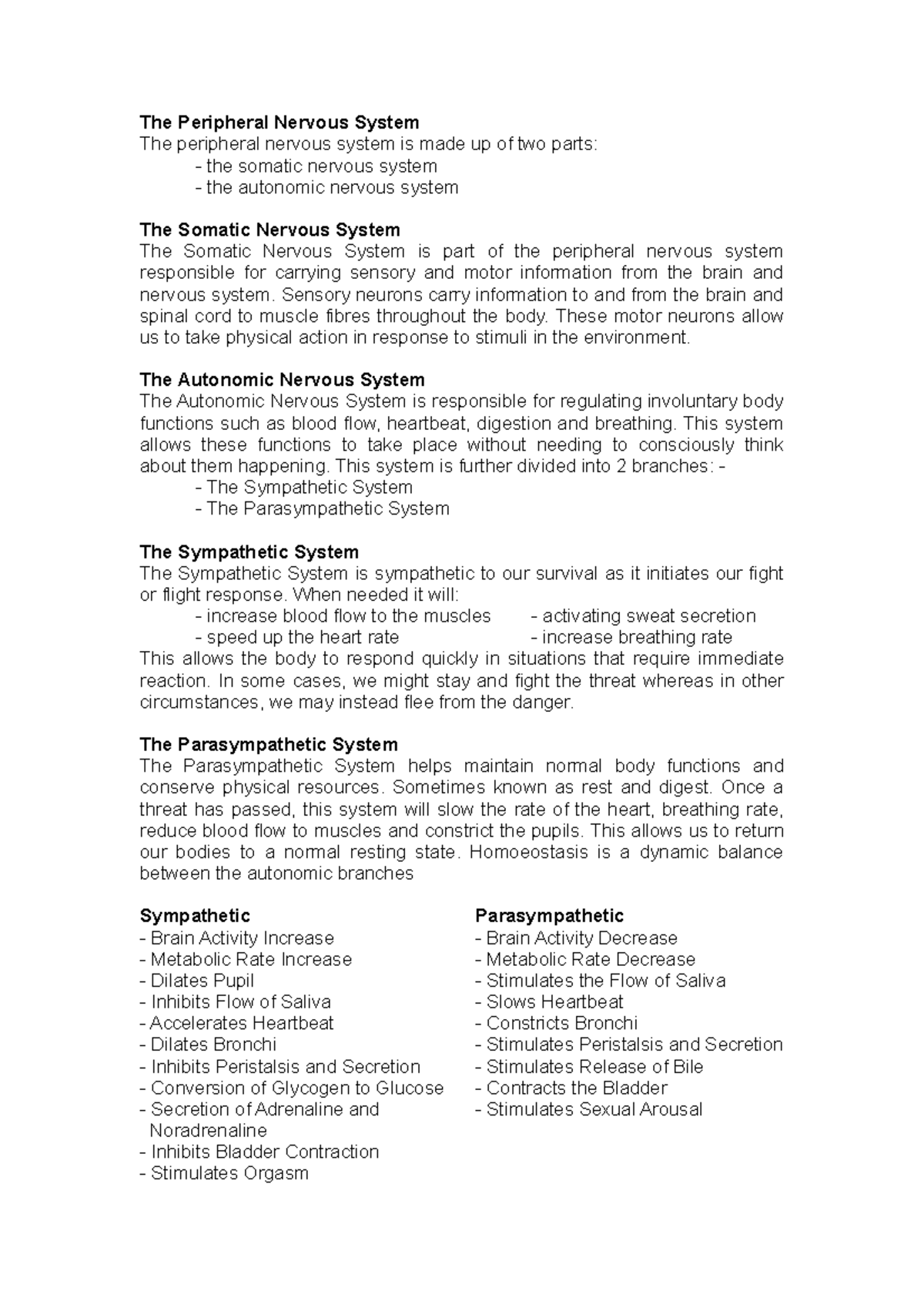 The Peripheral Nervous System - Sensory neurons carry information to ...