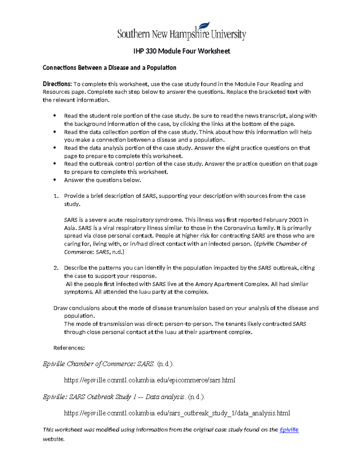 IHP 330 Module Four Worksheet - IHP 330 Module Four Worksheet ...