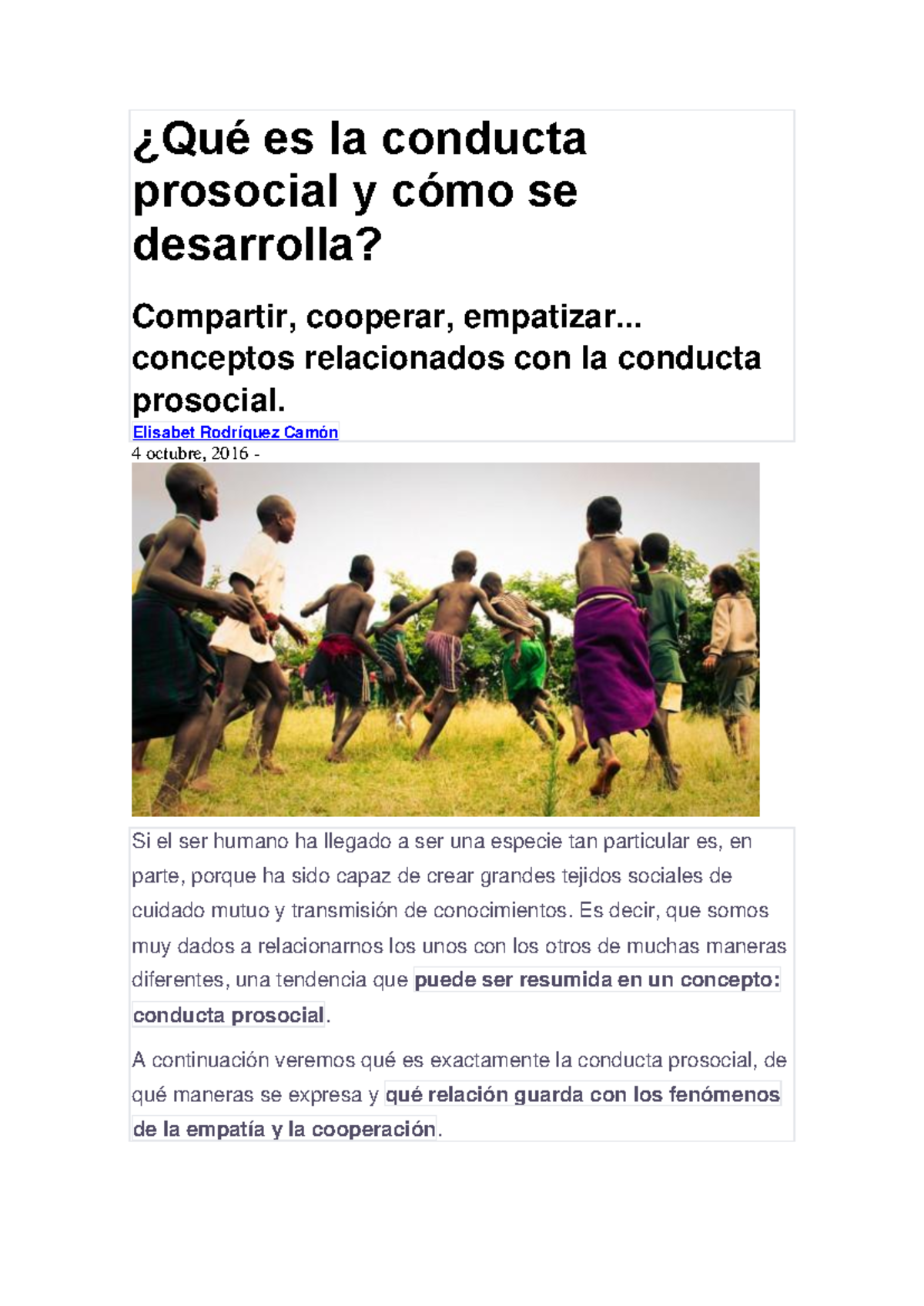 Prosociabilidad - Rodriguez 2016 - ¿Qué es la conducta prosocial y cómo ...