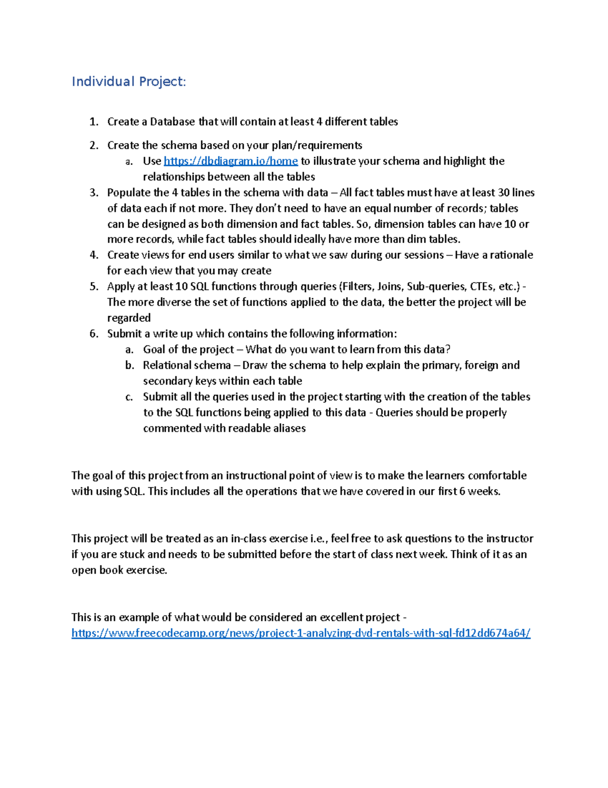 Individual Project - abcd - Individual Project: Create a Database that ...