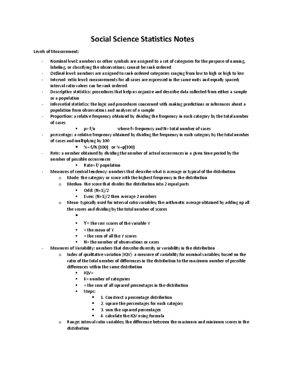 Social Science Statistics Notes - Social Science Statistics Notes ...