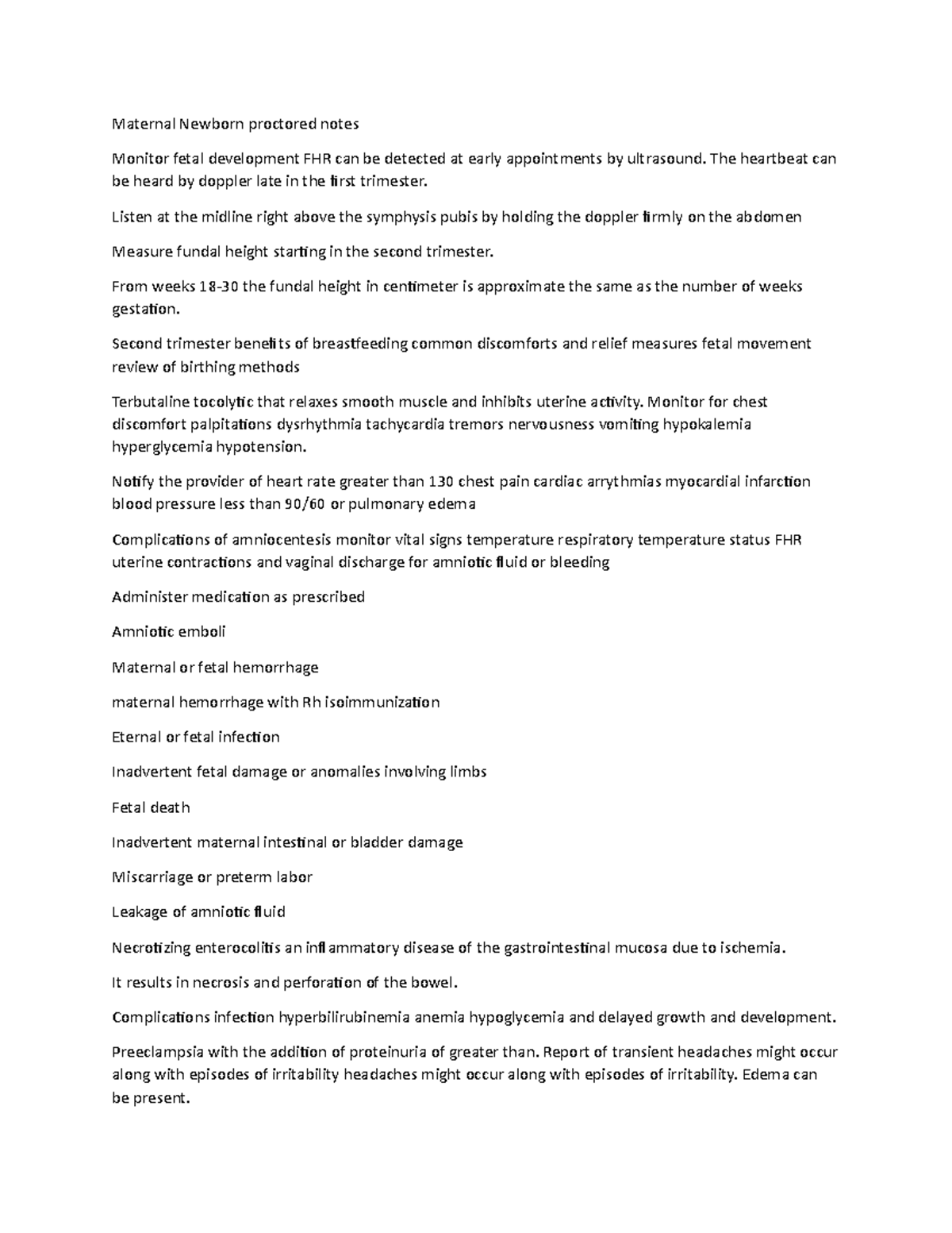 Maternal Newborn proctored notes - Maternal Newborn proctored notes ...