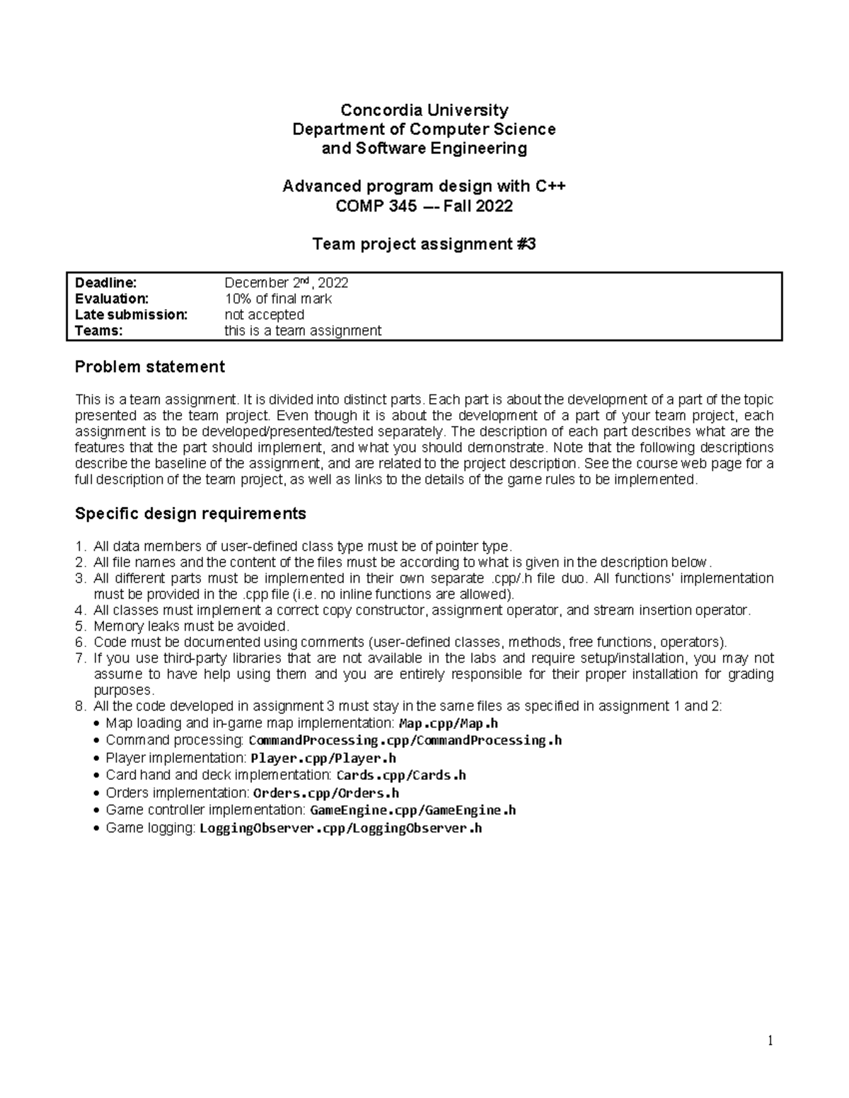 Assignment 3.COMP345 - RISK Game - Concordia University Department of Computer Science and ...