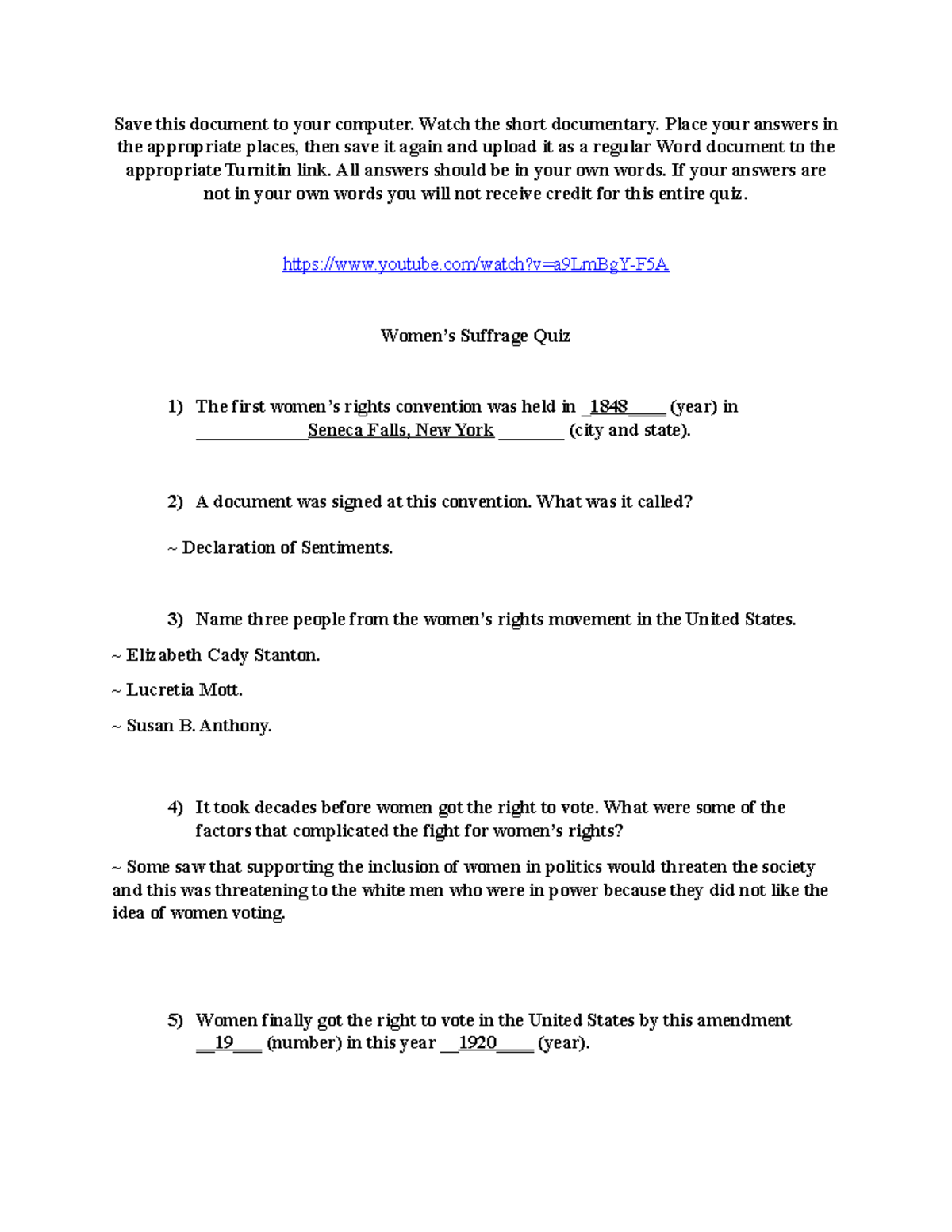 Women's Suffrage studyguide completed - Save this document to your ...