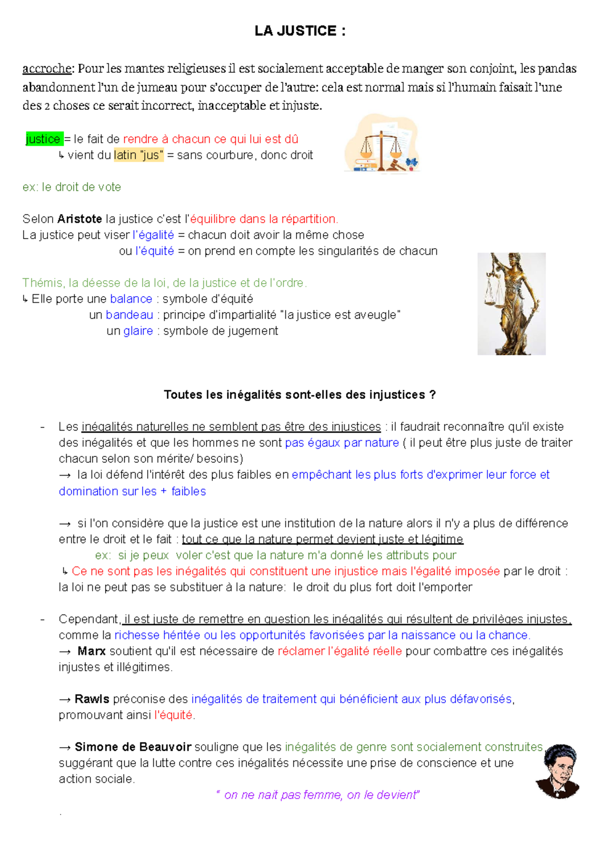 cours sur la JUSTICE - LA JUSTICE : accroche: Pour les mantes ...