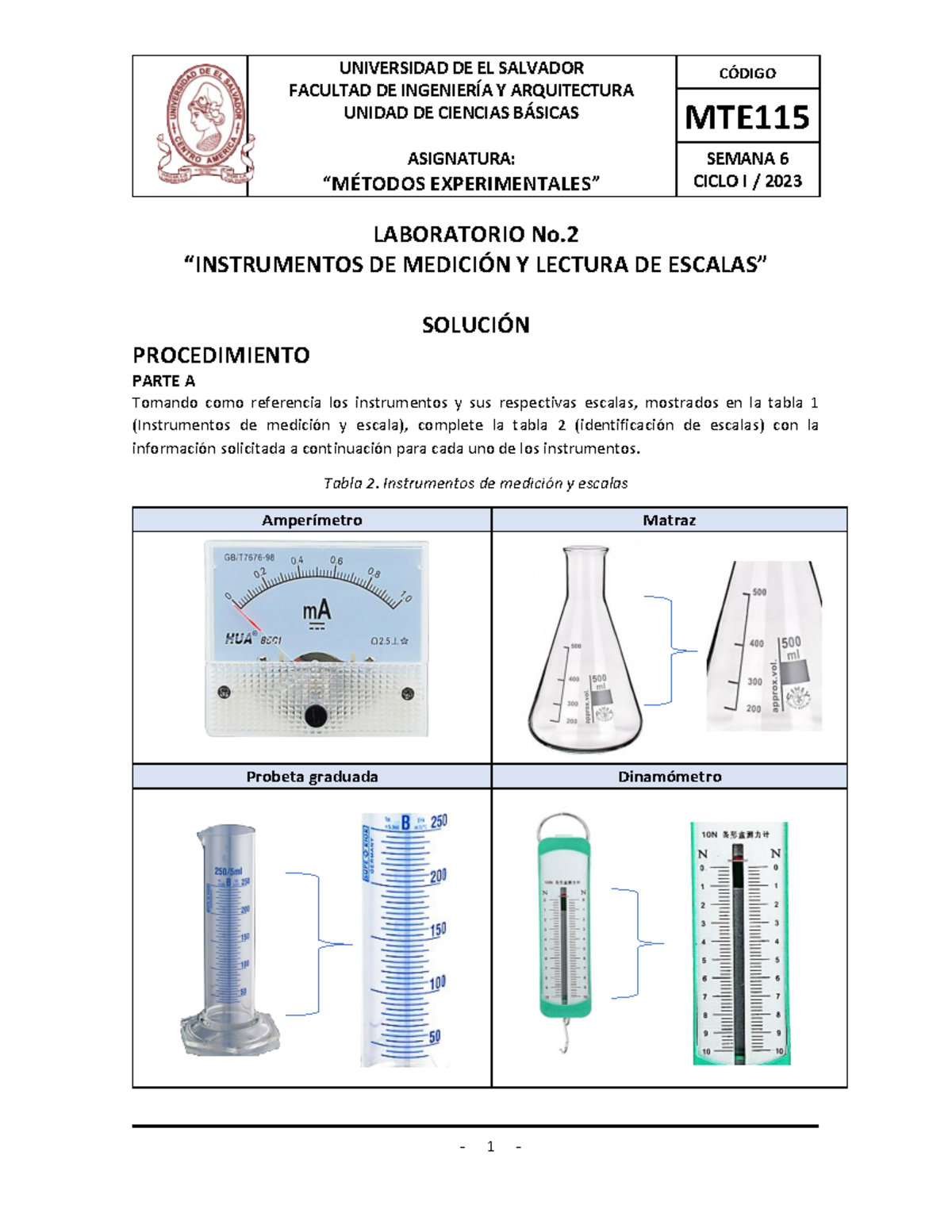 Solución Lab No.2 - Lectura de escalas - 2B - UNIVERSIDAD DE EL ...