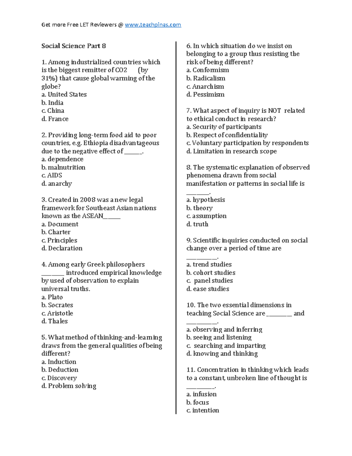 Part 8 Social Science www - Social Science Part 8 Among industrialized ...