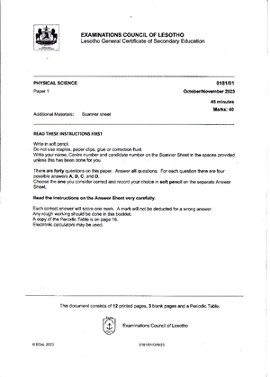 P2 - Lgsce papers - EXAMINATIONS COUNCIL OF LESOTHO Lesotho General ...