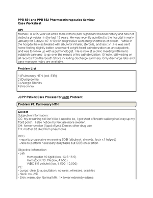 Case 1 - Casework - PPB 551 and PPB 552 Pharmacotherapeutics Seminar ...