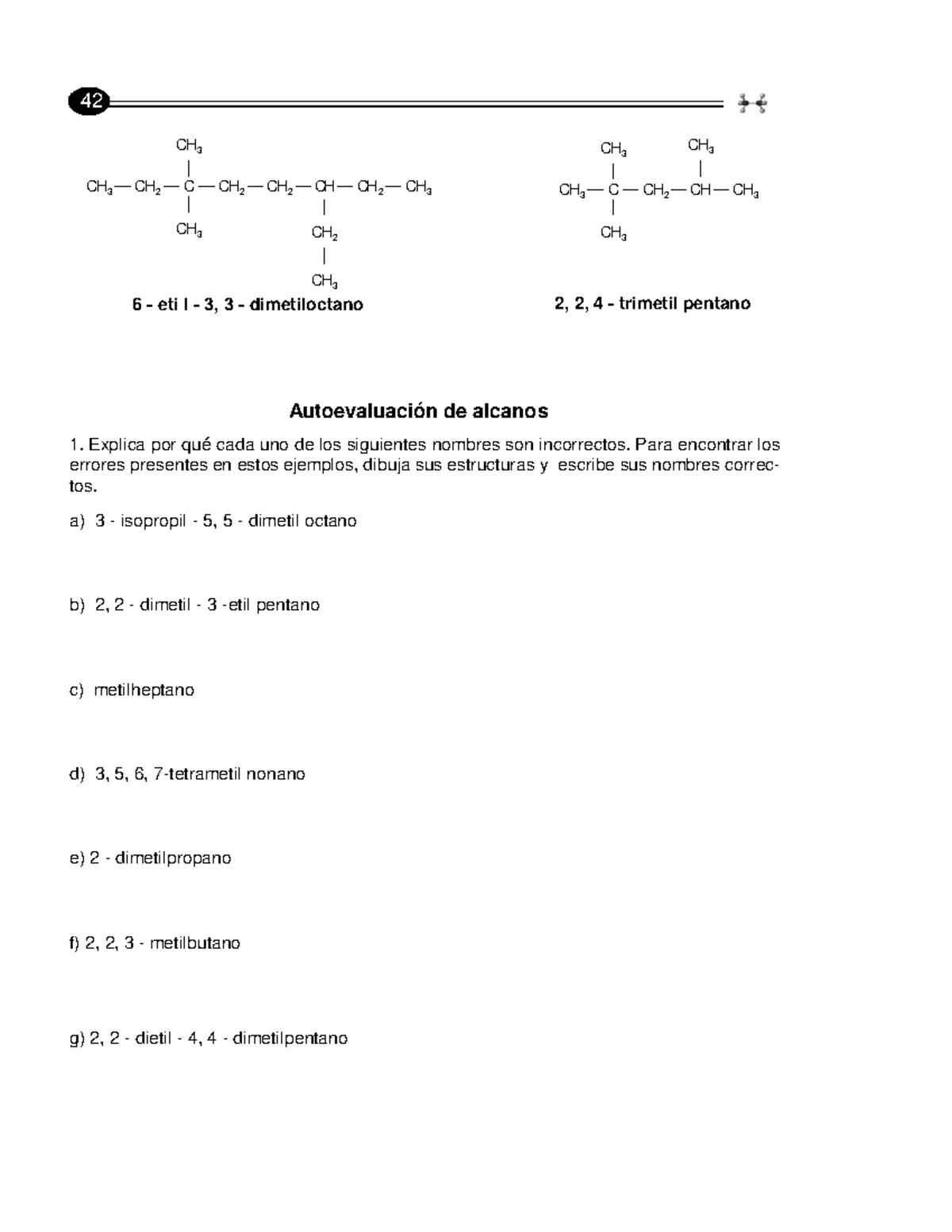 Ejercicios nomenclatura alcanos alquenos y alquinos - CH 3 CH 2 C CH 3 ...