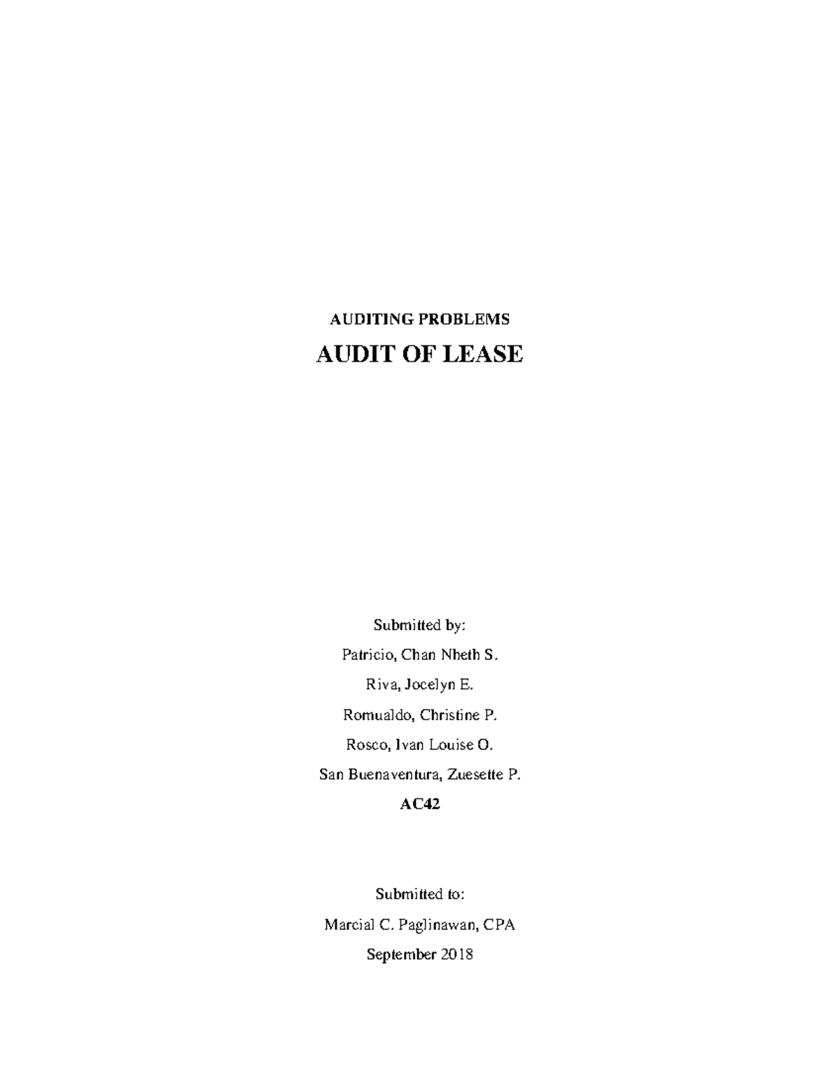 Auditing-problem-lease-ac42 compress - AUDITING PROBLEMS AUDIT OF LEASE ...