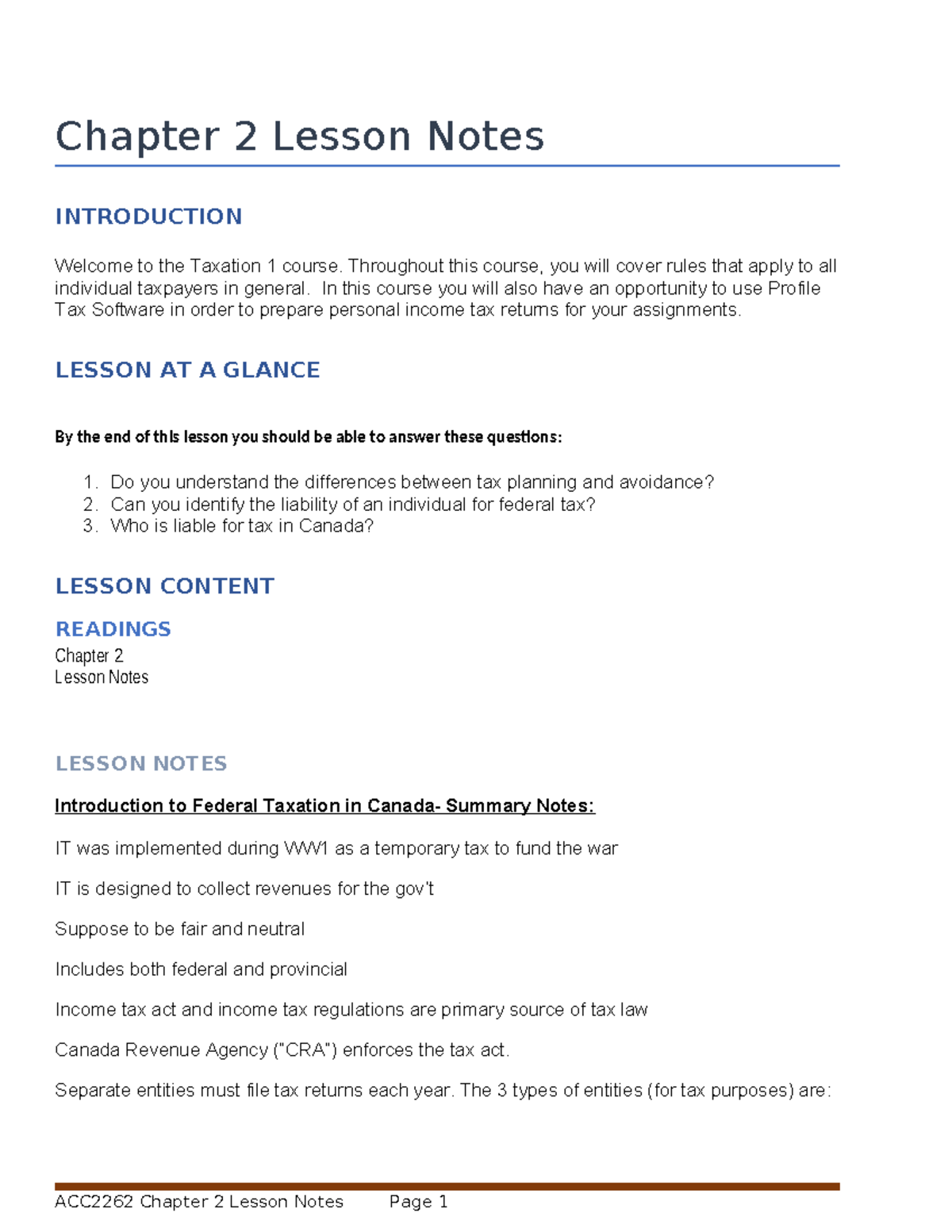 Chapter 2 Lesson Notes - txers654d7td7t - Chapter 2 Lesson Notes ...