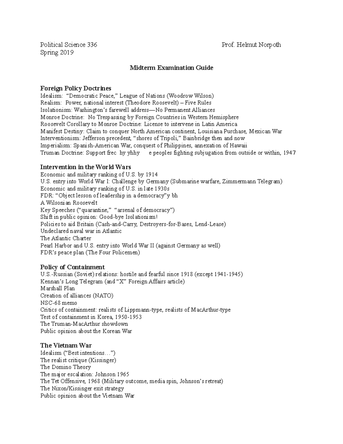 336 MX guide - Political Science 336 Spring 2019 Prof. Helmut Norpoth ...