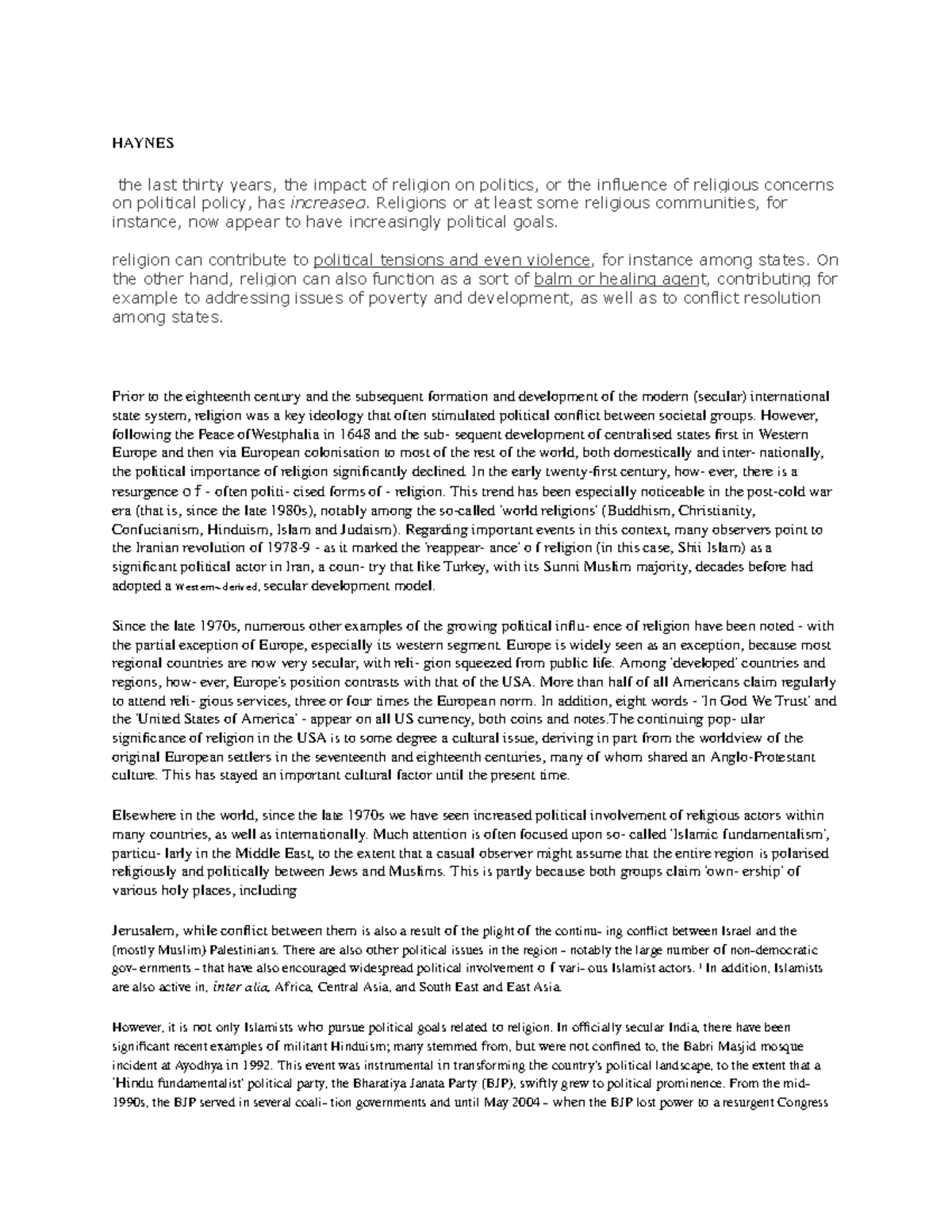 Quiz 10 - Study Notes - HAYNES - Studocu