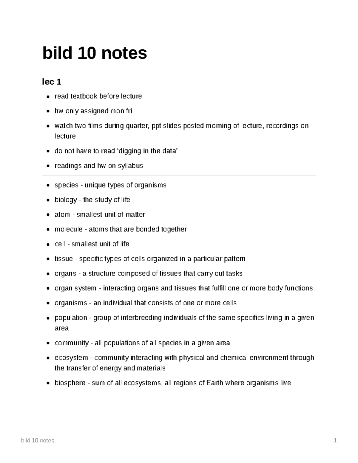 Bild 10 notes - lec 1-7 - bild 10 notes lec 1 read textbook before ...
