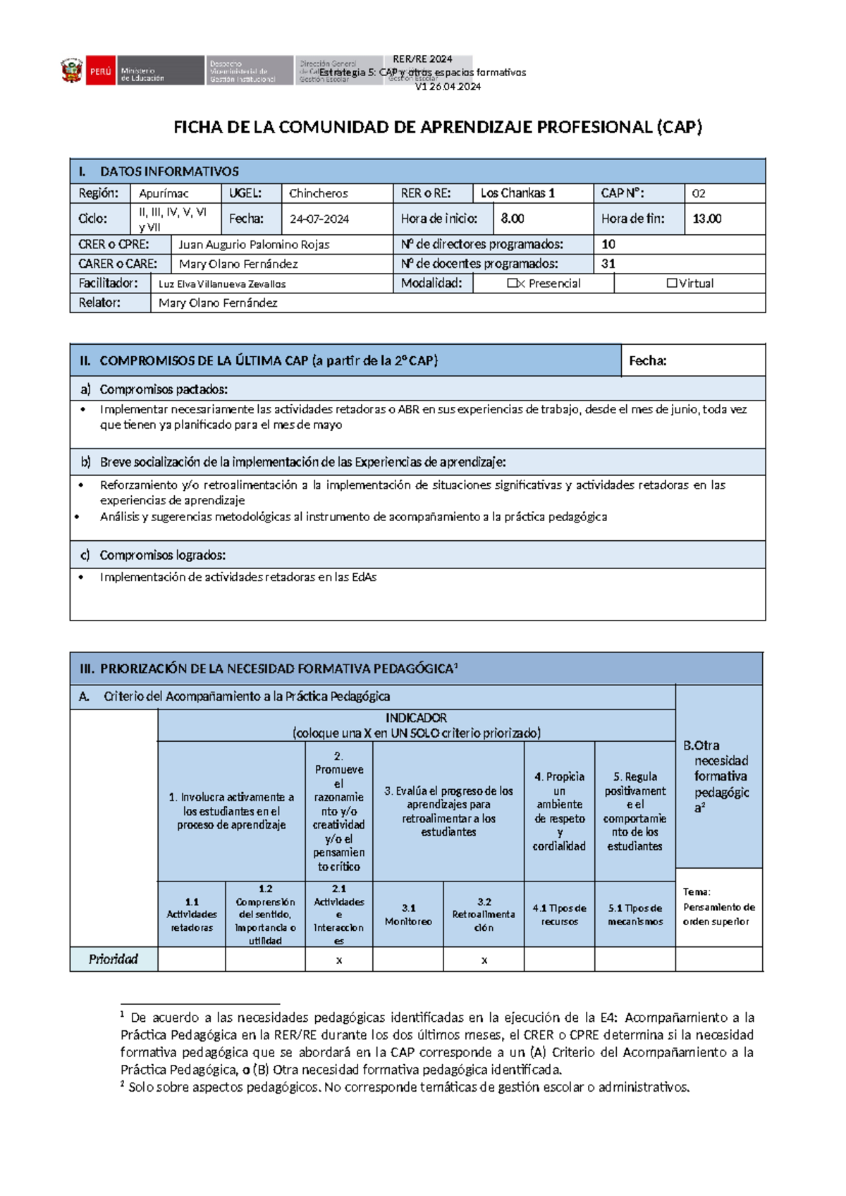 Ficha CAP 2 - Estrategia 5: CAP y otros espacios formativos V1 26. FICHA DE LA COMUNIDAD DE ...