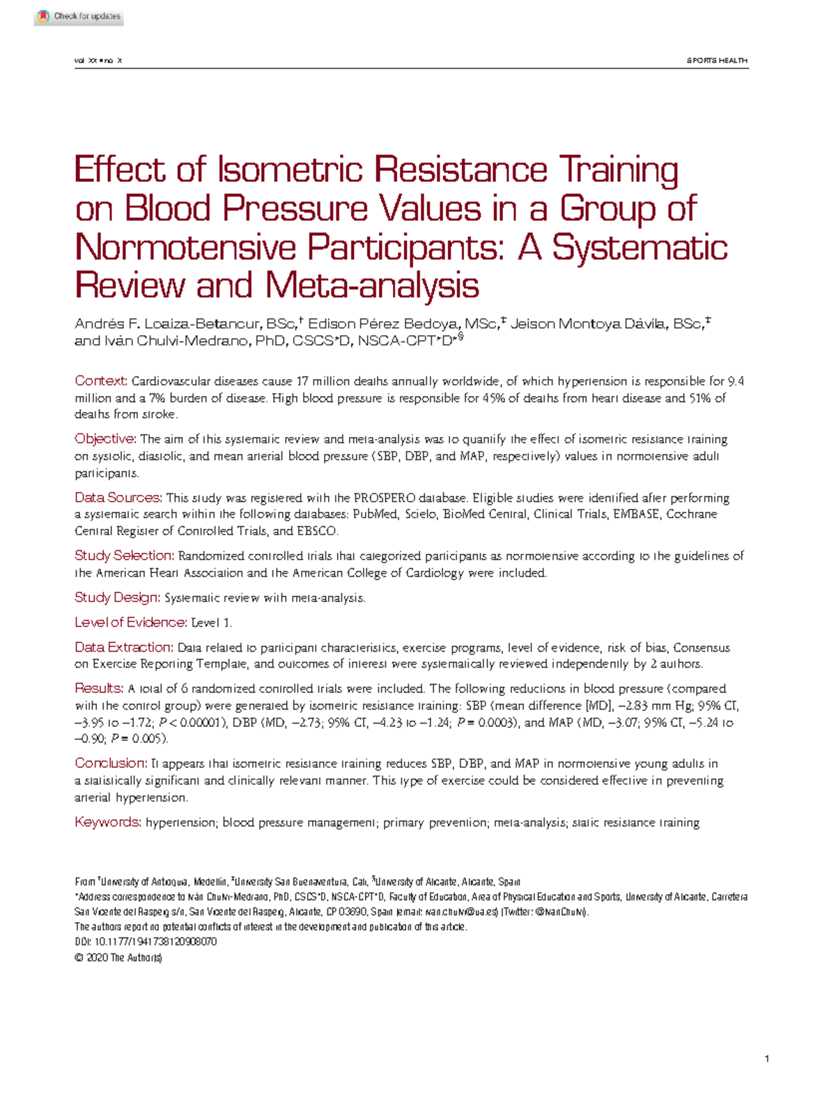 2020Loaiza Effect of Isometric Resistance Training - 908070 et alSPORTS ...