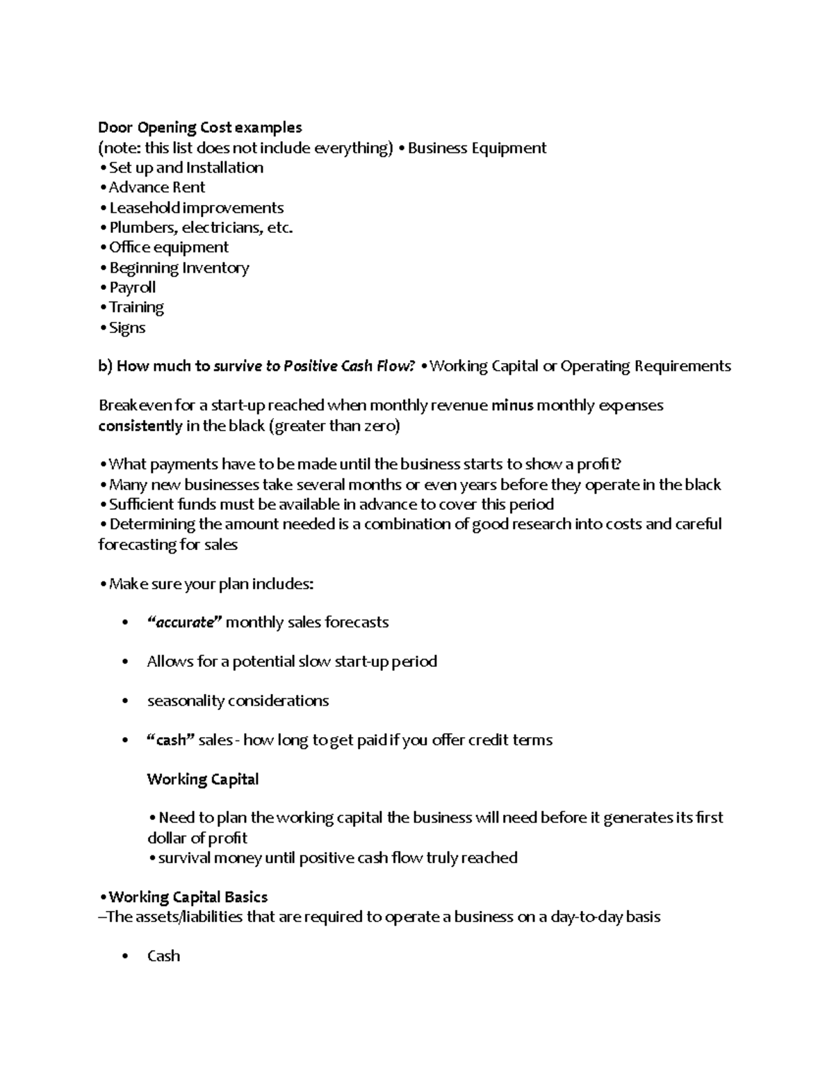 Notes from Lecture - Door Opening Cost examples ( note: this list does ...