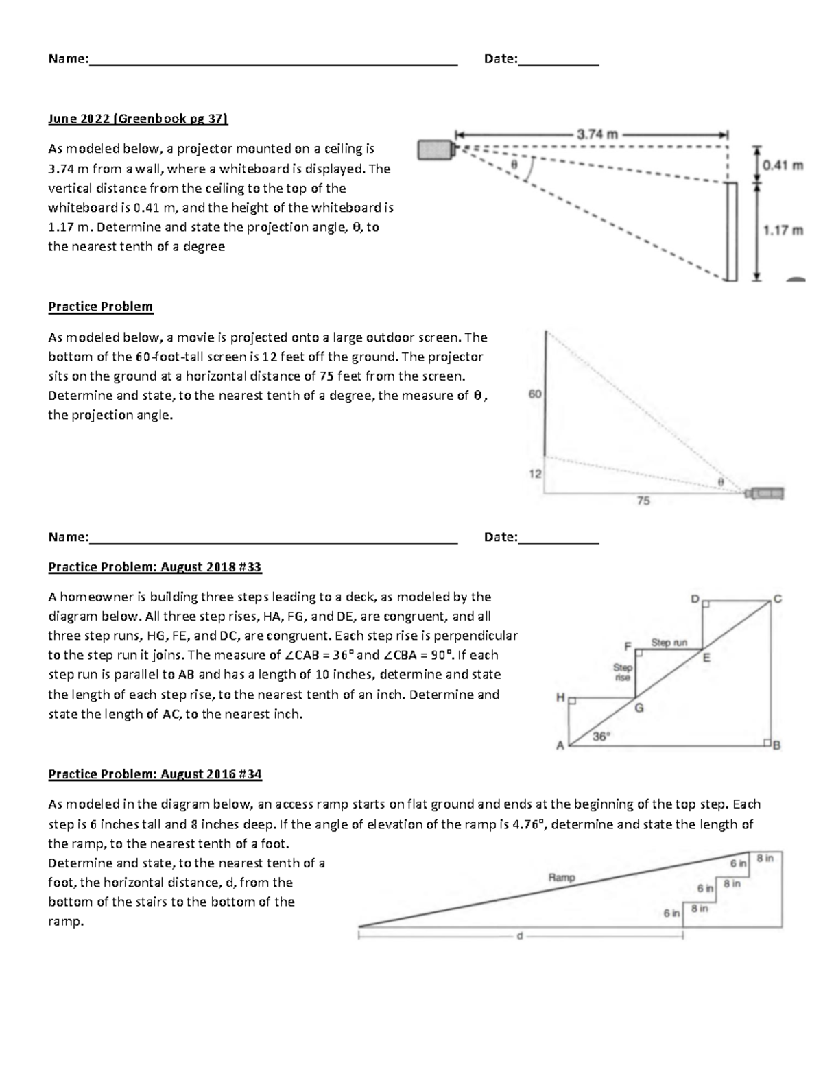 86- May 15th difficult trig problems - Name