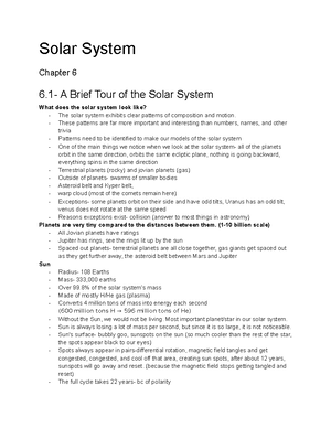 Solar System- Chapter 3 - SOLAR SYSTEM NOTES (Chapter 3) Chapter 3: The ...