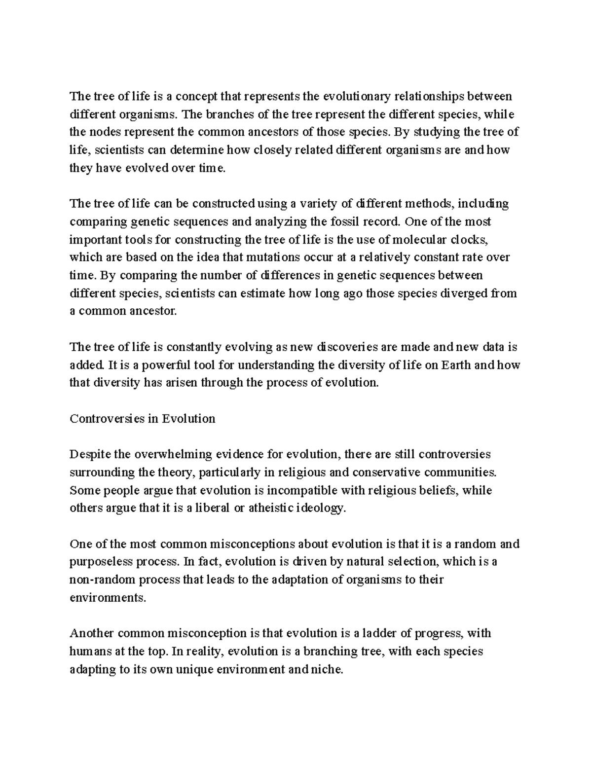 Evolution Notes 3- Google Docs - The tree of life is a concept that ...