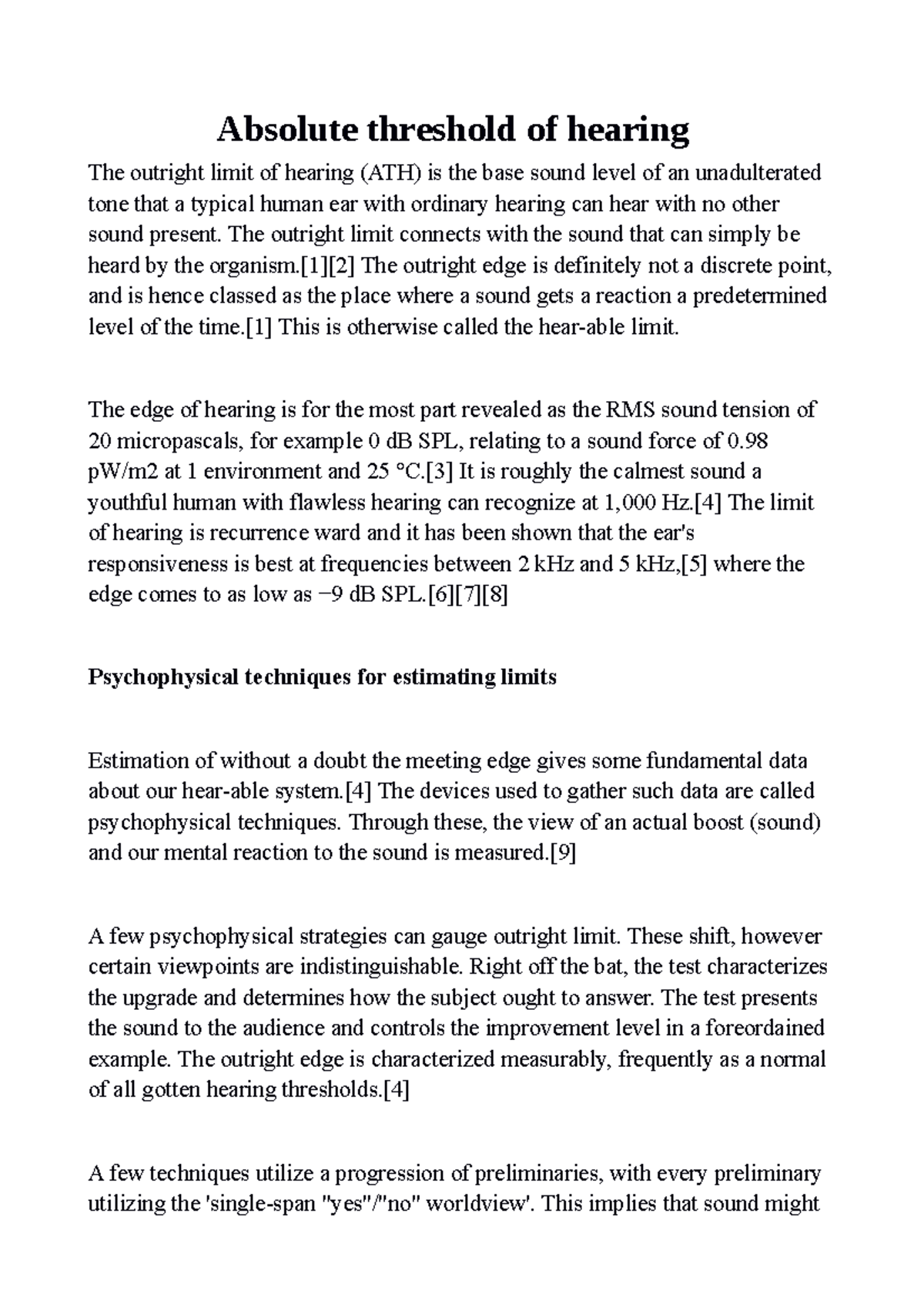 Absolute threshold of hearing - The outright limit connects with the ...