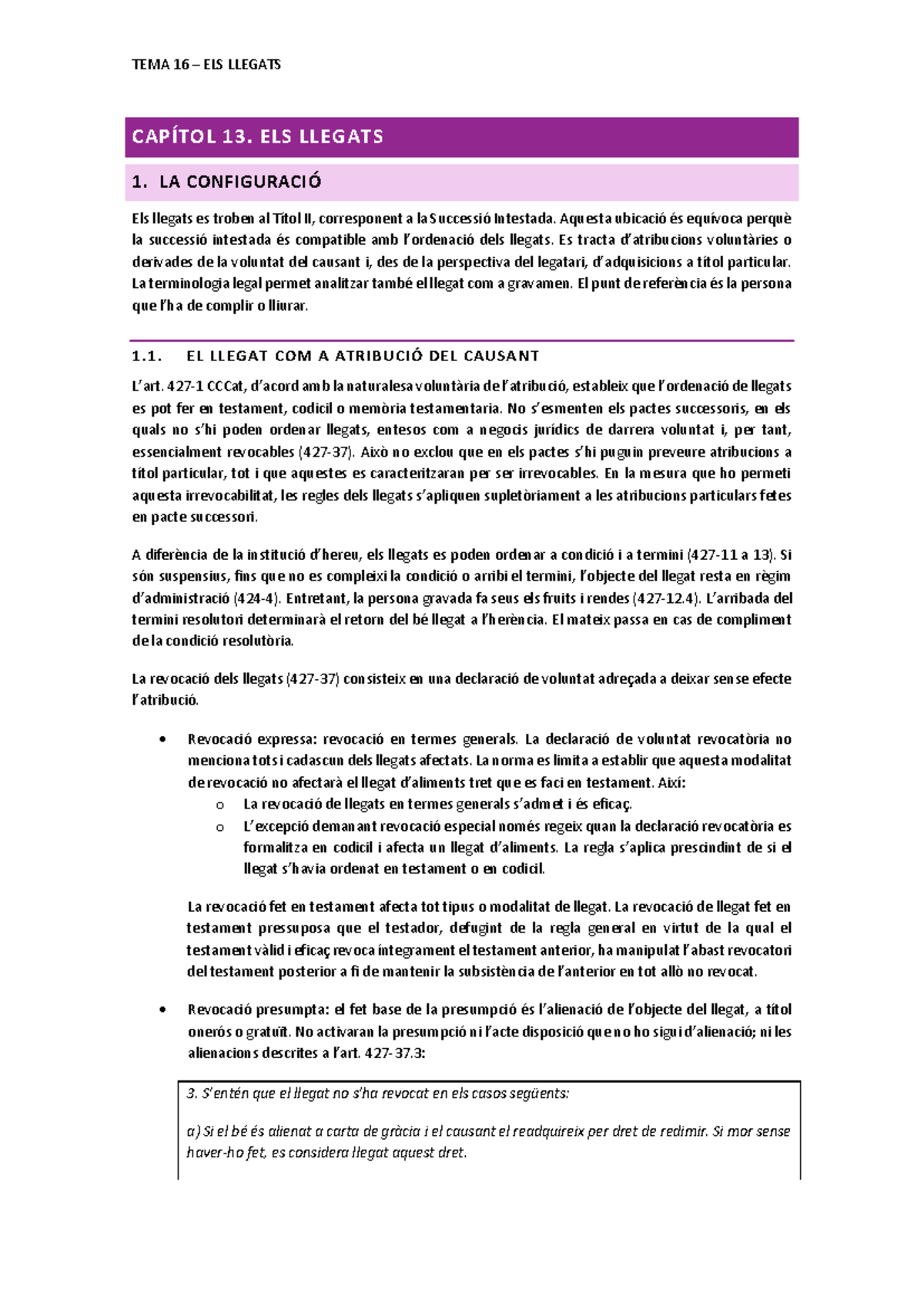 Tema 16 - dfdfdfd - CAPÍTOL 13. ELS LLEGATS 1. LA CONFIGURACIÓ Els ...