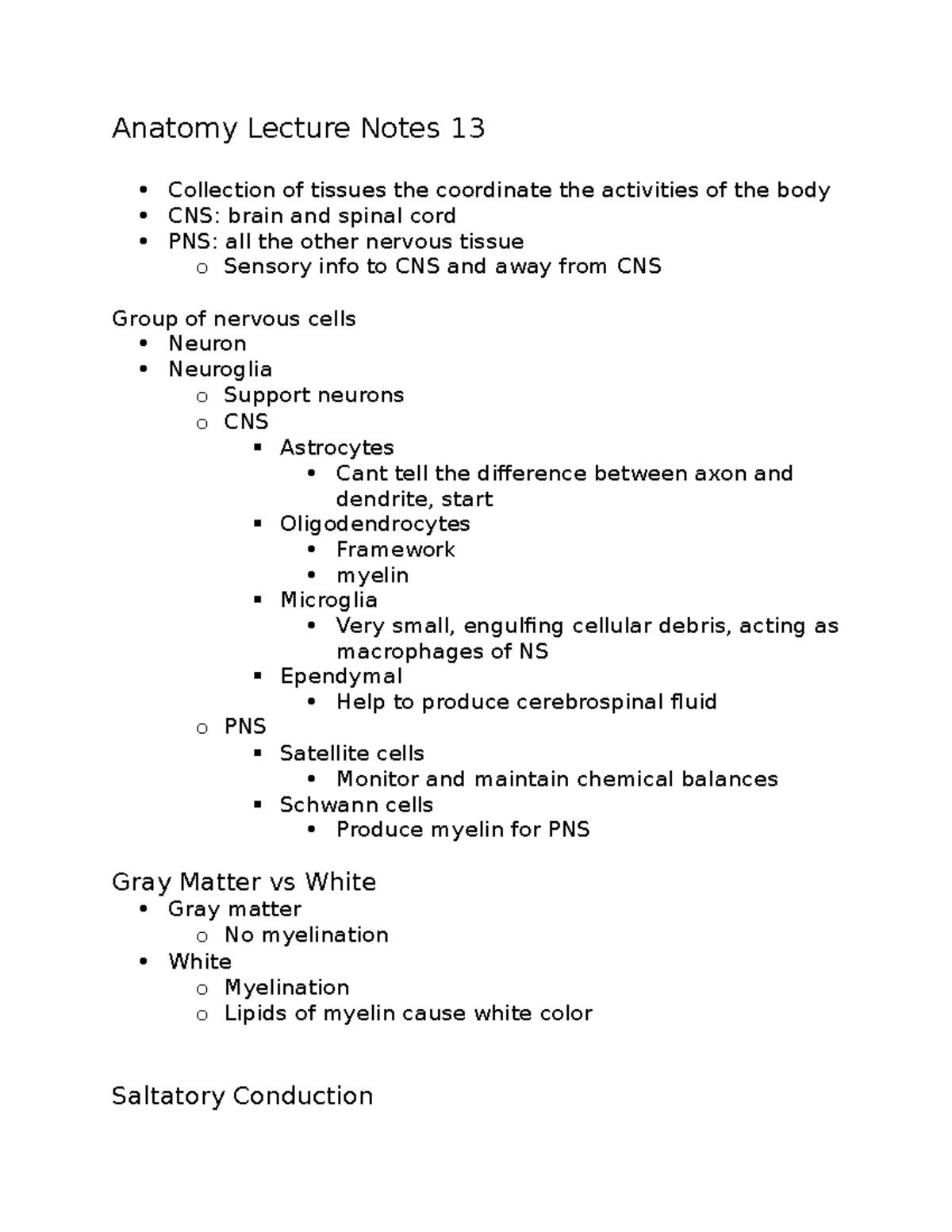 Human Anatomy Chapter 13 Notes - Anatomy Lecture Notes 13 Collection of ...