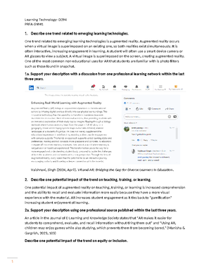 D294- Performance Task 3- Passed 1st Attempt - Learning Technology- D ...