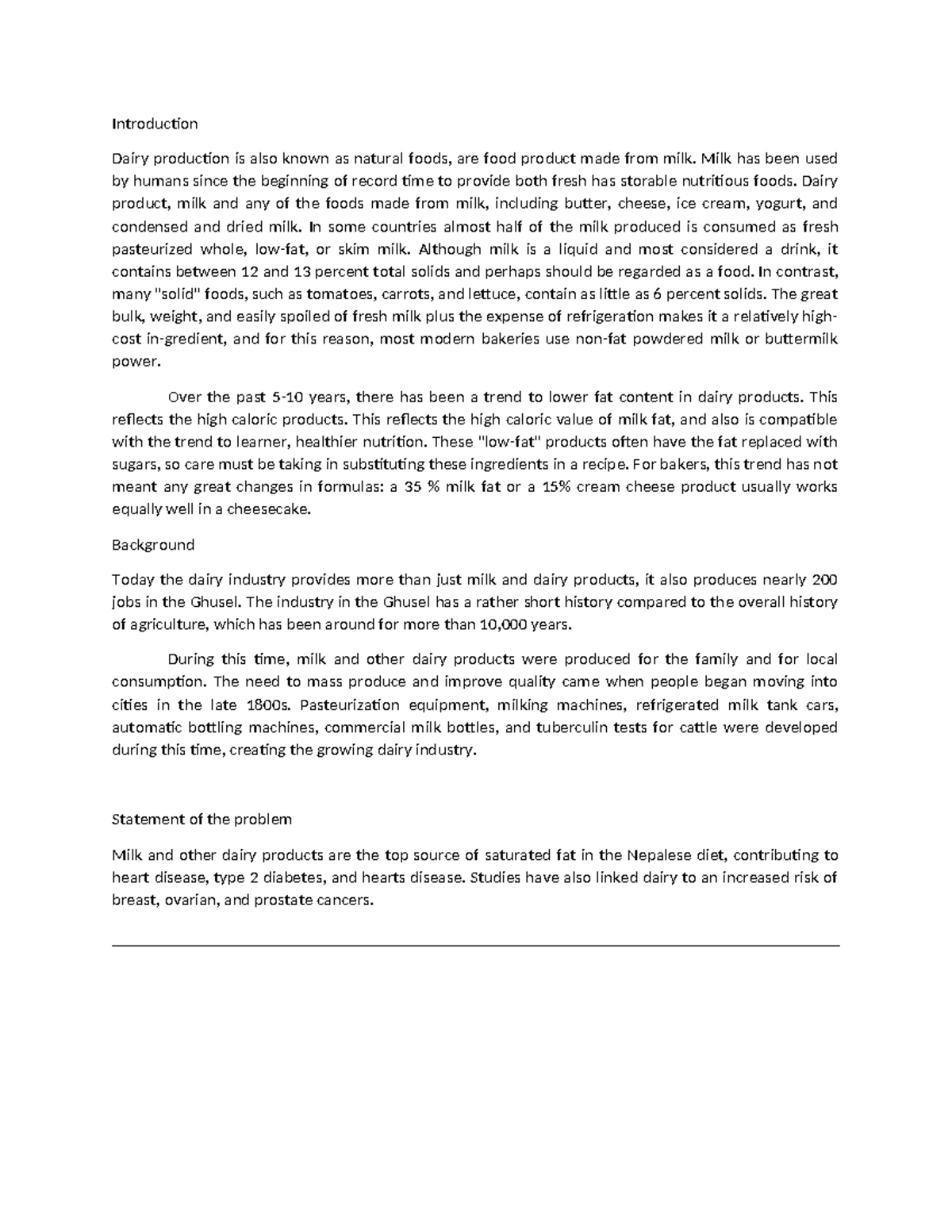 Nepal dairy product notes - Introduction Dairy production is also known ...