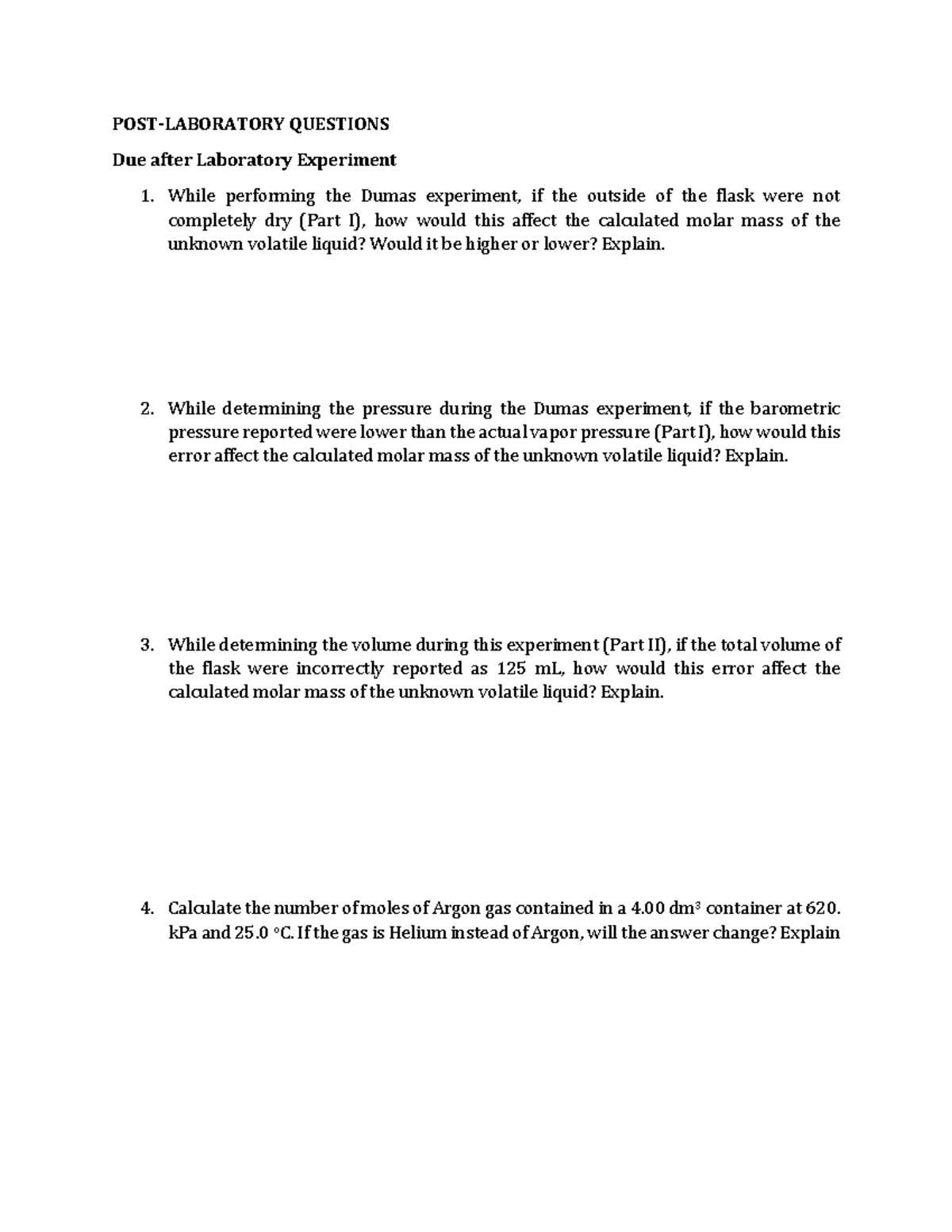 Post-laboratory+Questions+8 - POST-LABORATORY QUESTIONS Due after Laboratory Experiment While ...
