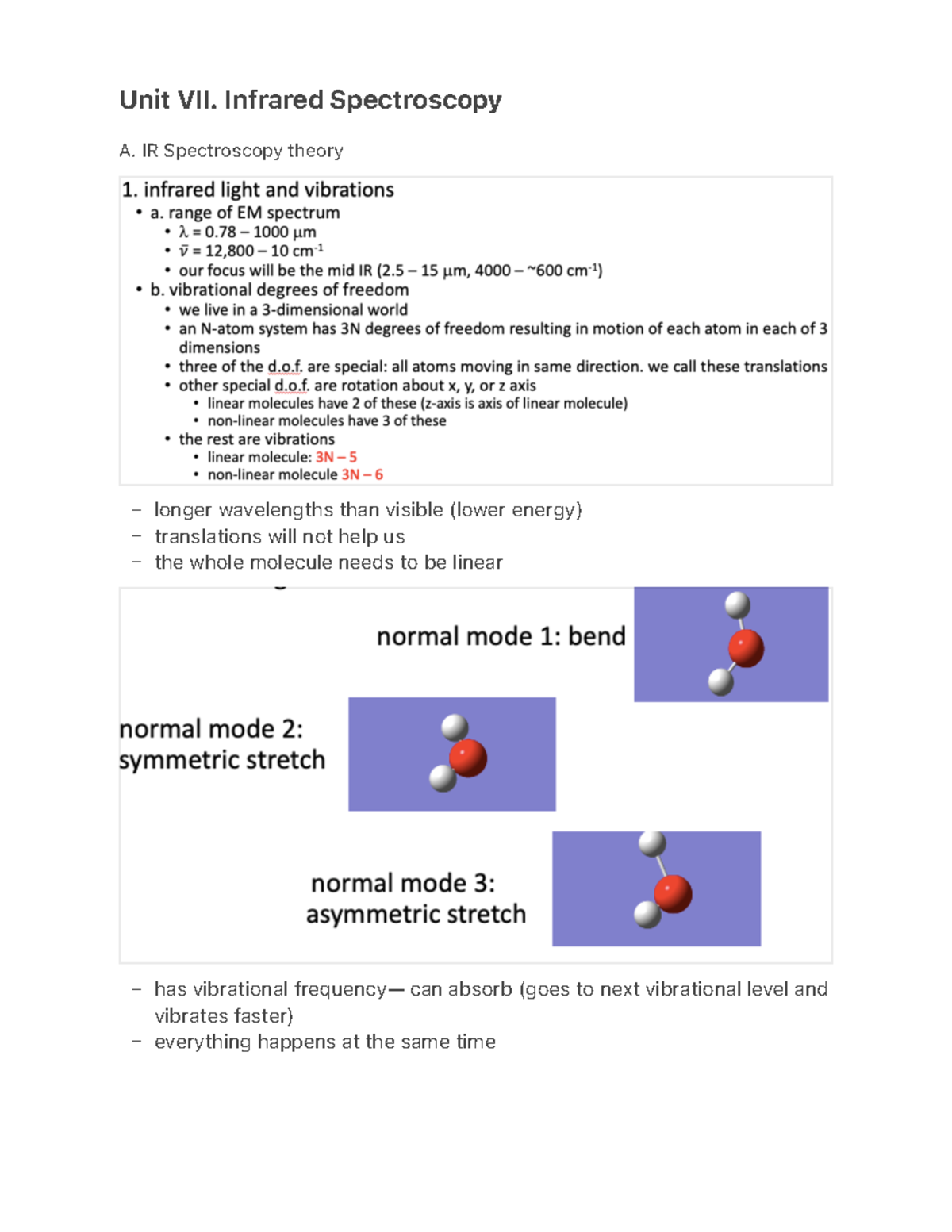 Unit VII- Infrared Spectroscopy - Unit VII. Infrared Spectroscopy A. IR ...