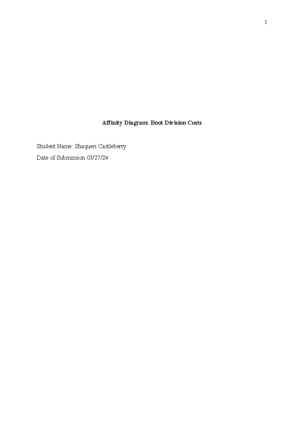 Affinity-diagram - D081 - 1 Affinity Diagram: Boot Division Costs ...