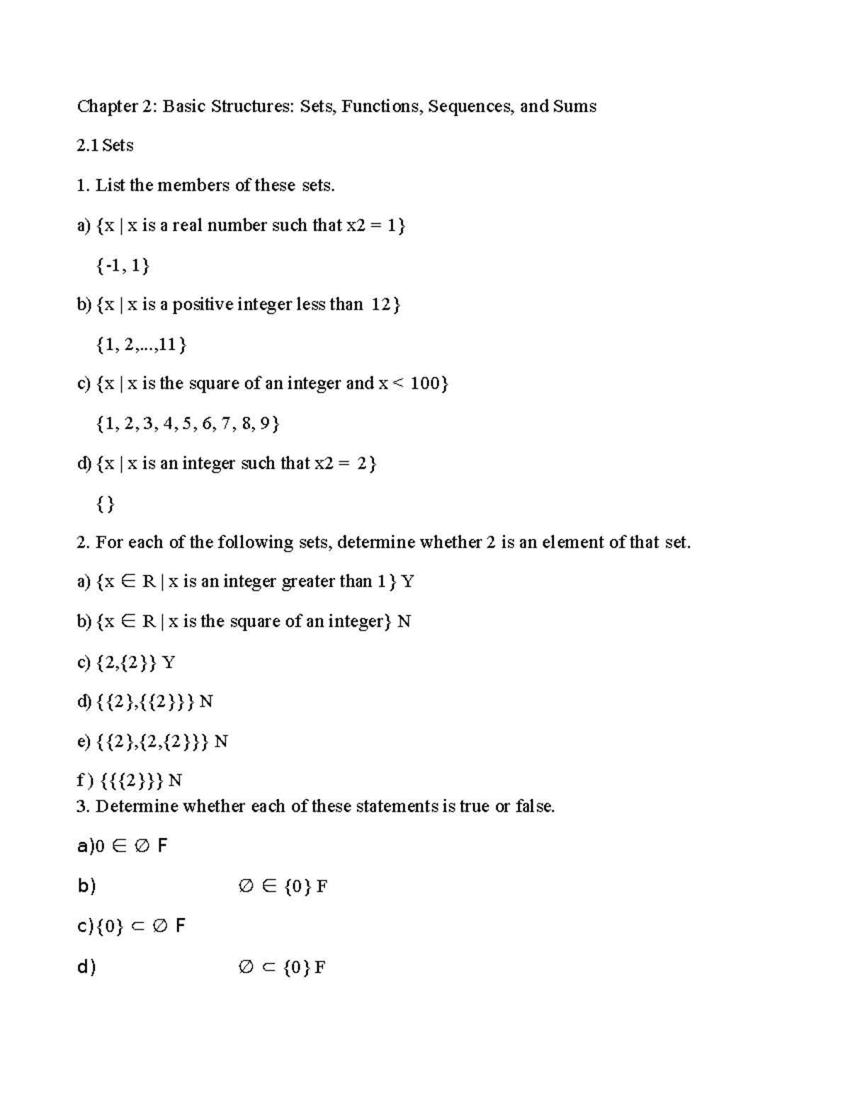 Chapter 2 La Bui Nhat Nam SE183845 - Chapter 2: Basic Structures: Sets, Functions, Sequences ...