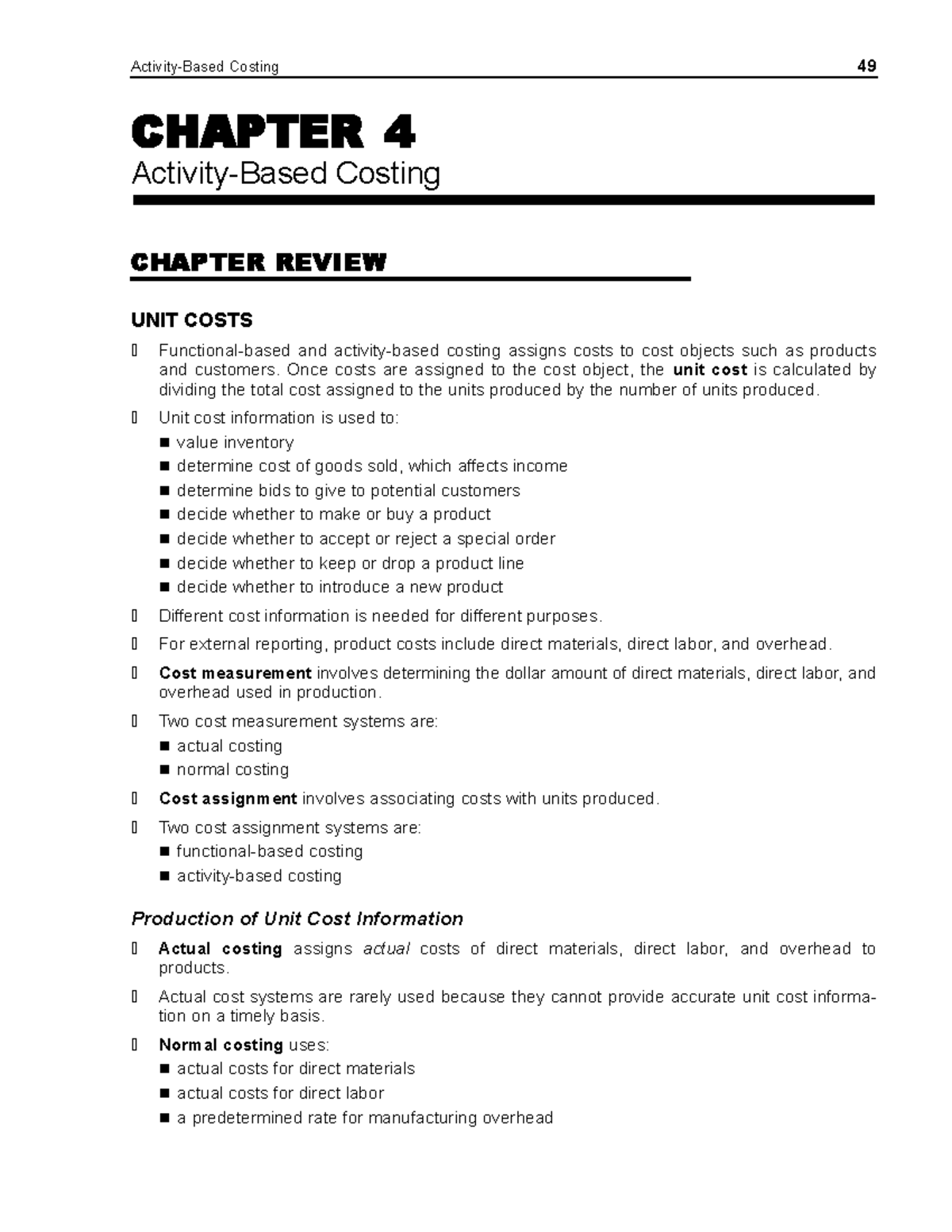 Sg ch04 - Hkabanabj - Activity-Based Costing 49 CHAPTER 4 Activity-Based Costing CHAPTER REVIEW ...