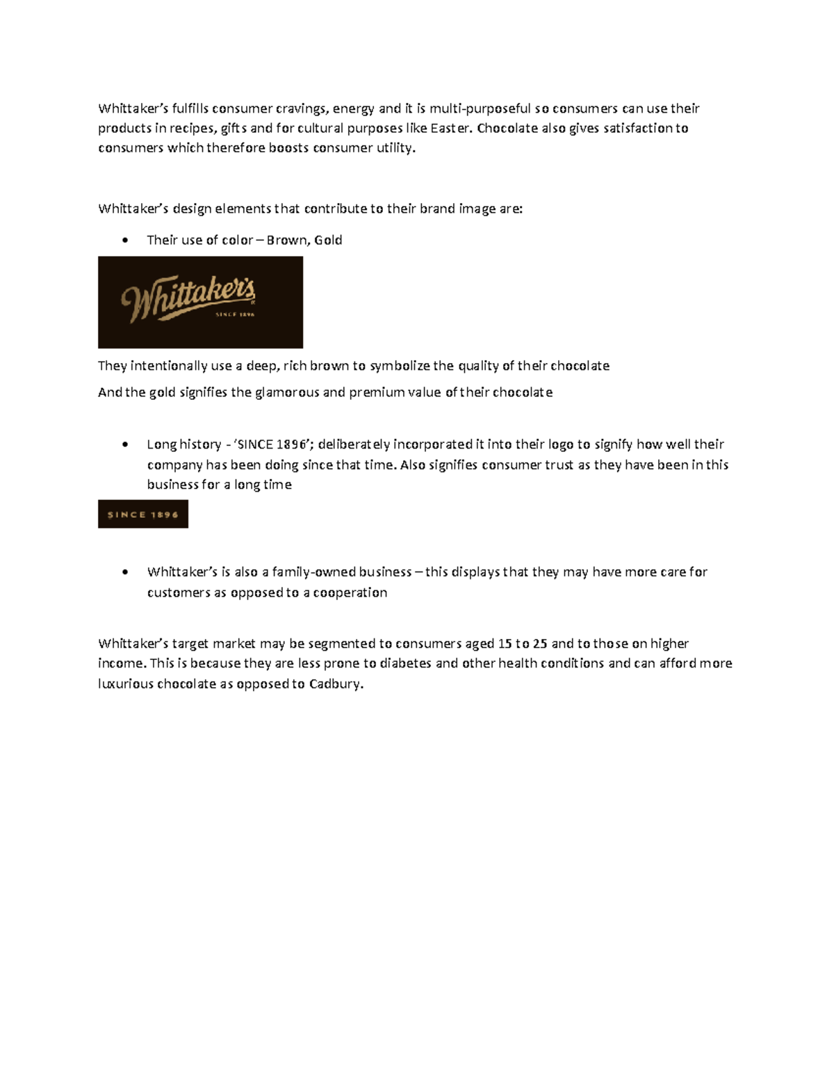 Tutorial 1 Exercise - Mark 101 - Whittaker’s fulfills consumer cravings, energy and it is - Studocu